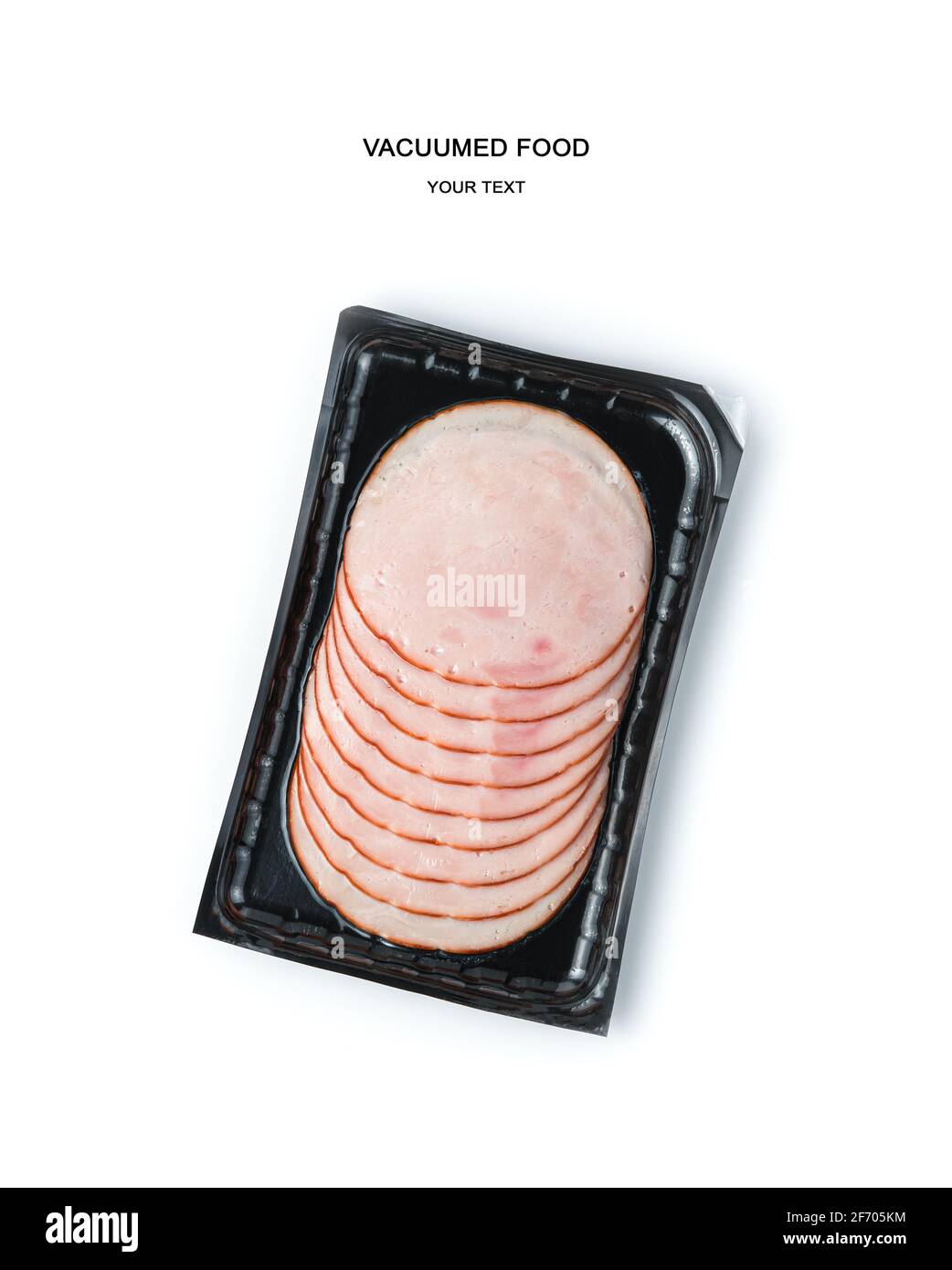 Sliced turkey ham in vacuum packaging isolated on a white background ...