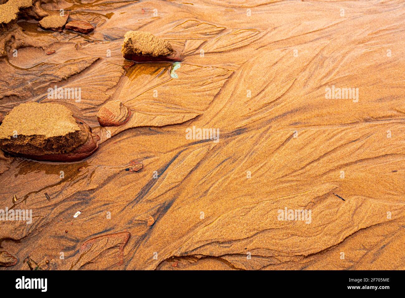 The red sand washes away, creating grooves for water to flow back and ...