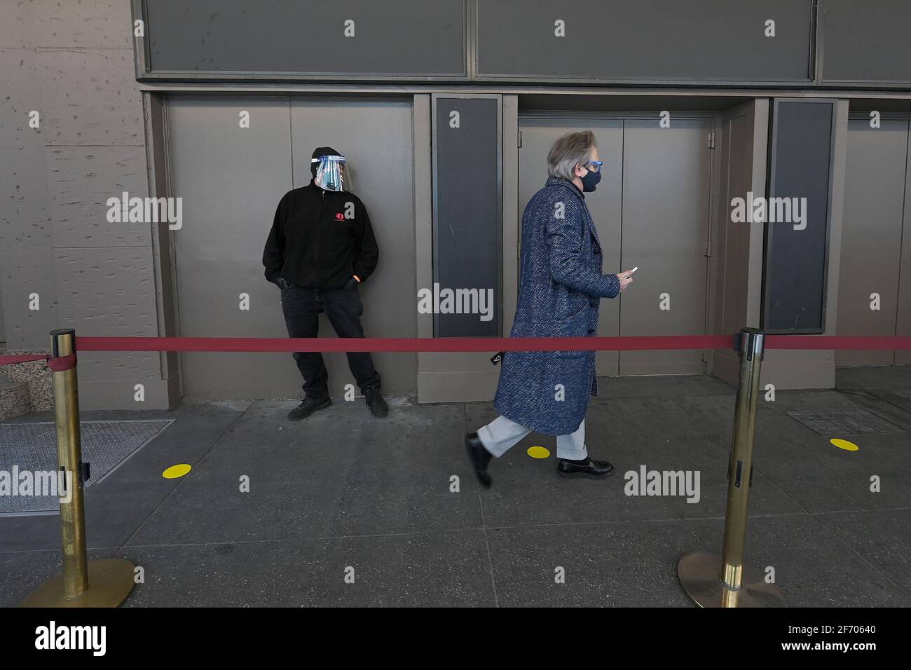 A theatre goer walks to the theatre entrance as Broadway’s St. James ...