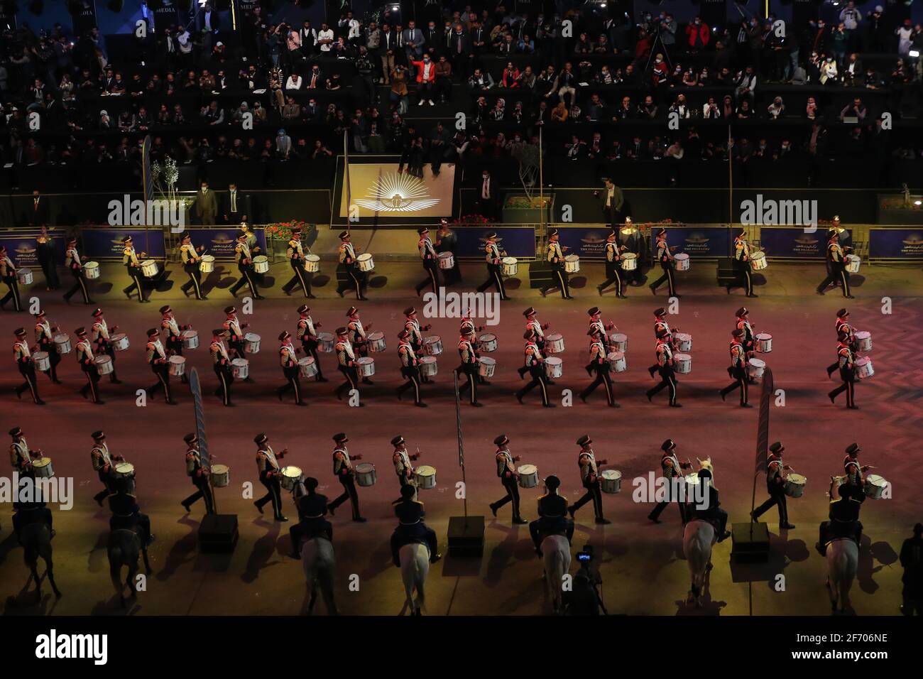 Cairo, Egypt. 03rd Apr, 2021. Members of a marching band play their ...