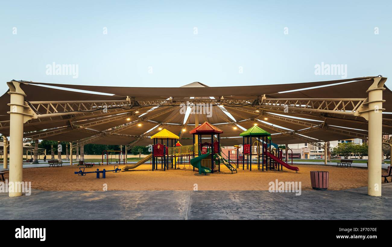 Children play area in Khobar Corniche park in Saudi Arabia Stock Photo ...