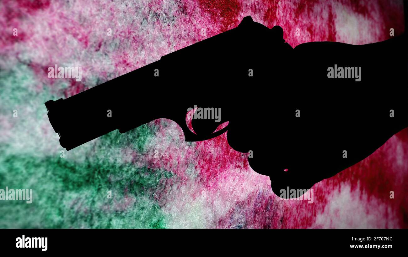 Gun silhouette against bloody background hi-res stock photography and ...