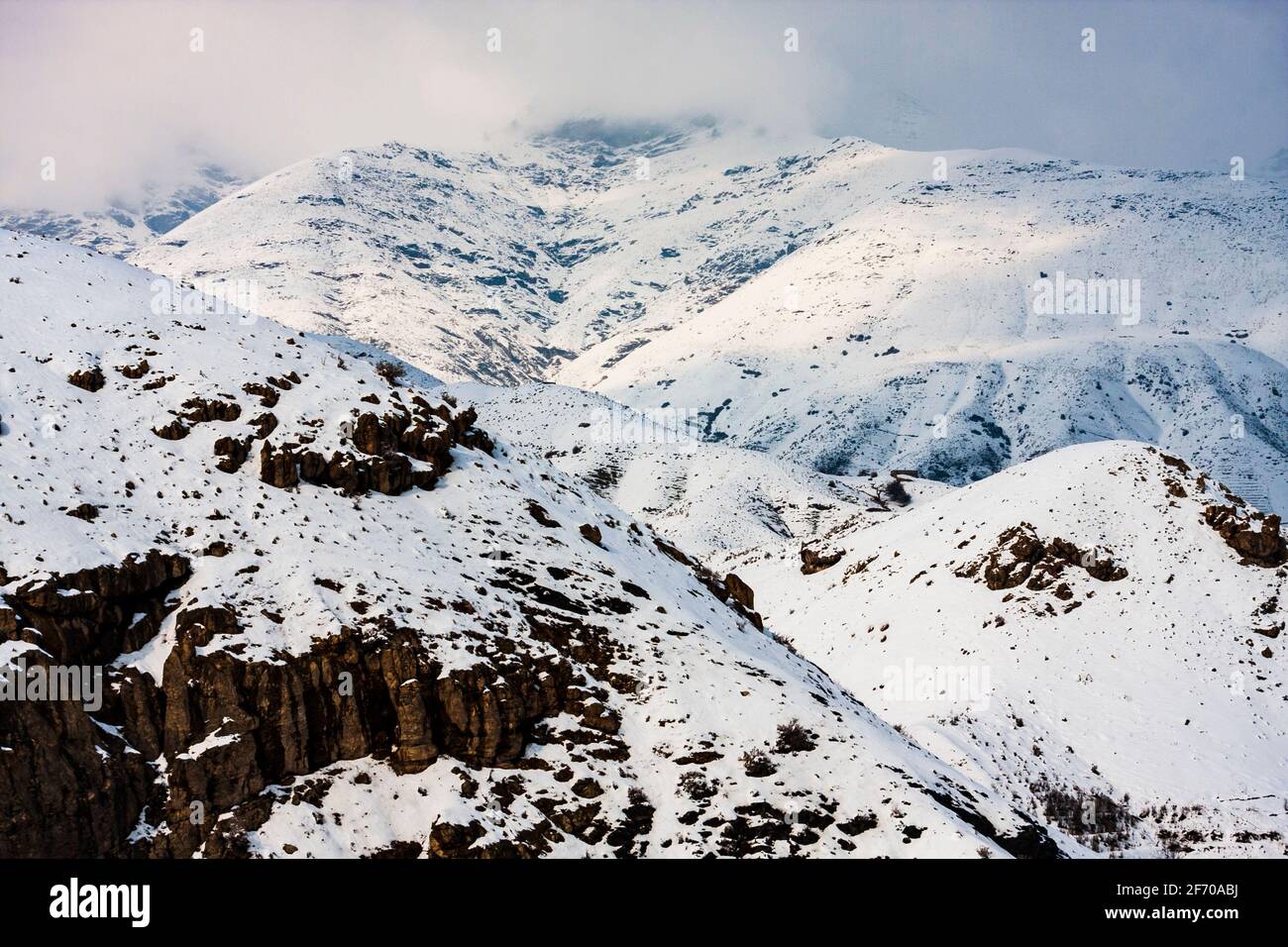 Snowy Alborz mountain peaks, Iran Stock Photo - Alamy
