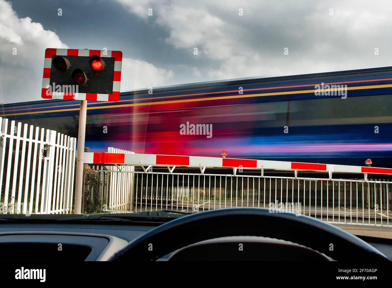 Drivers eye view of the danger of level crossings as express train ...