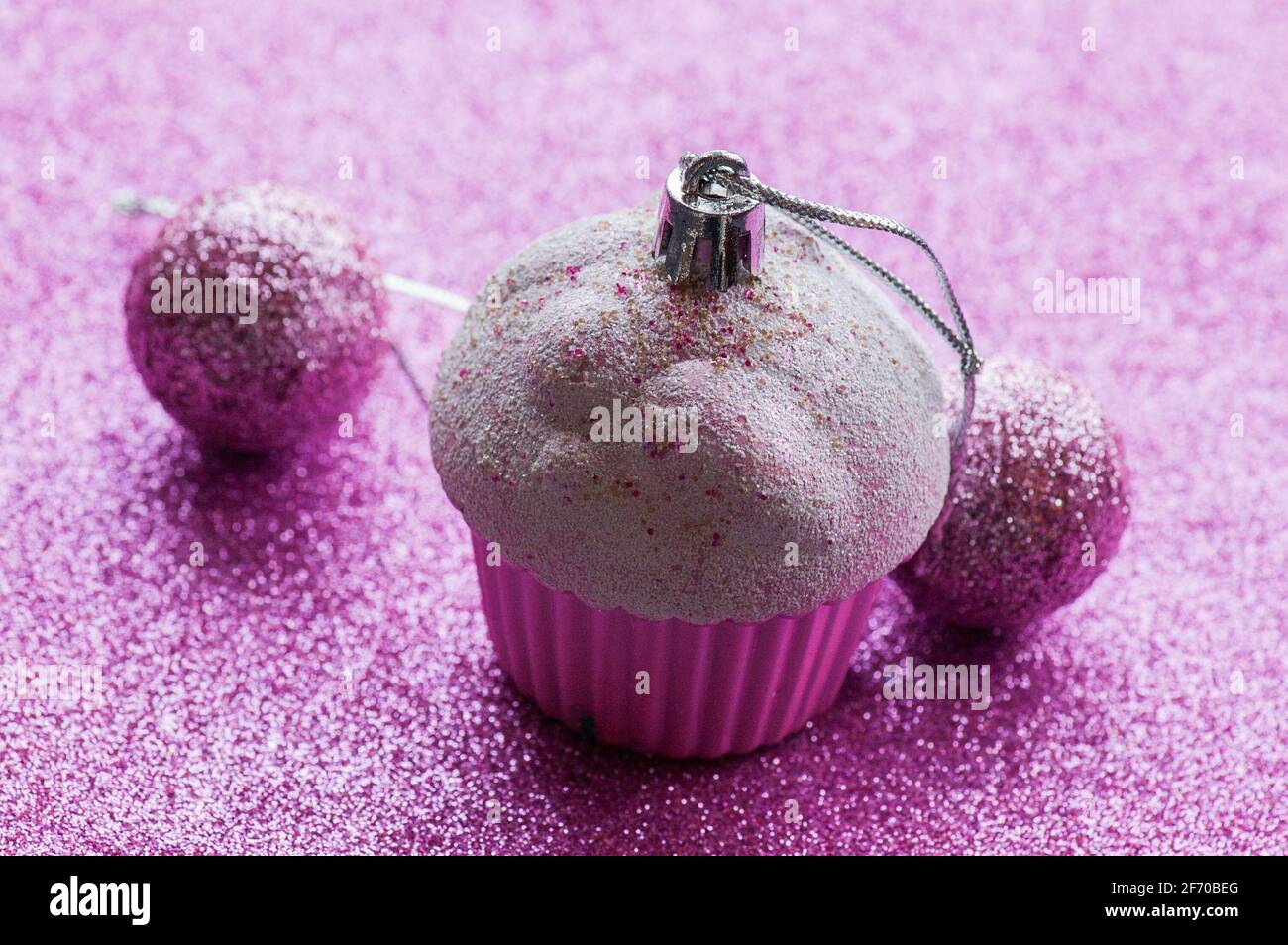 pink christmas toys. pink Christmas texture. glitter, decoration ...