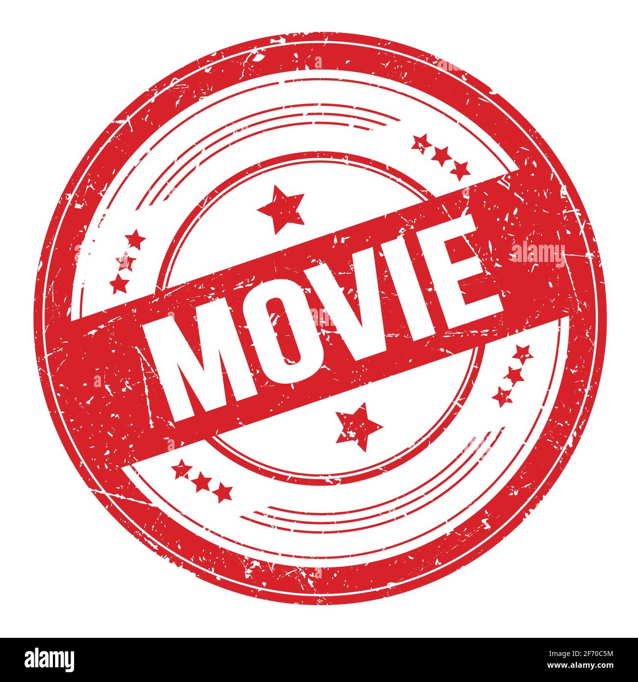 MOVIE text on red round grungy texture stamp Stock Photo - Alamy