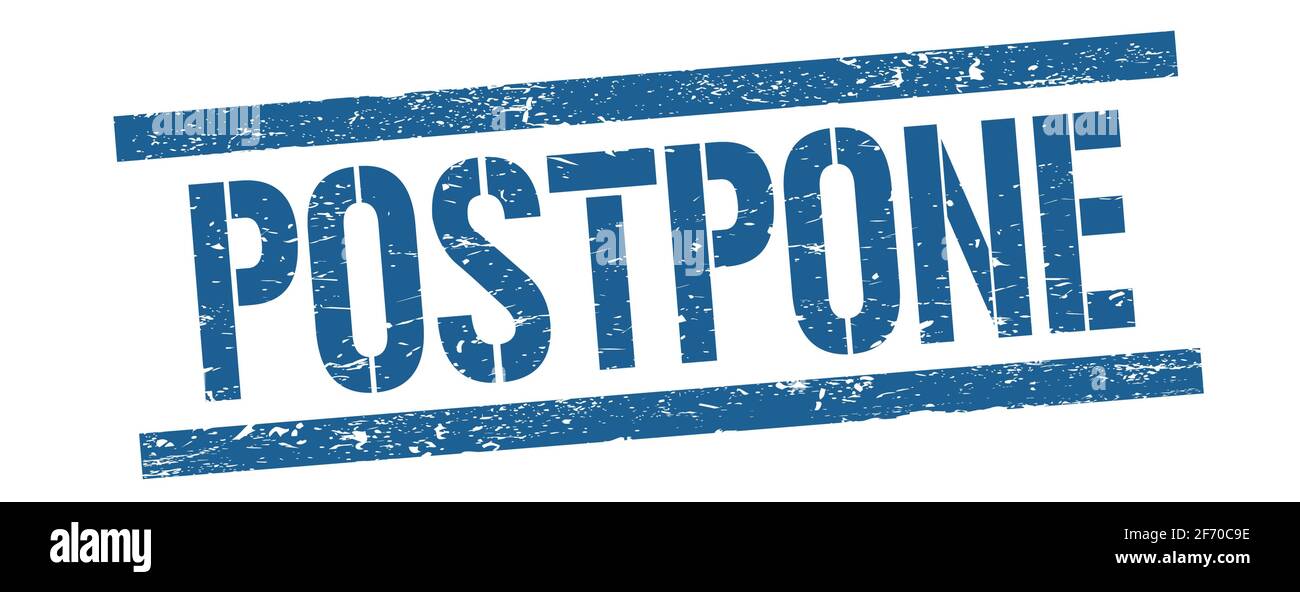 POSTPONE text on blue grungy lines stamp sign Stock Photo - Alamy