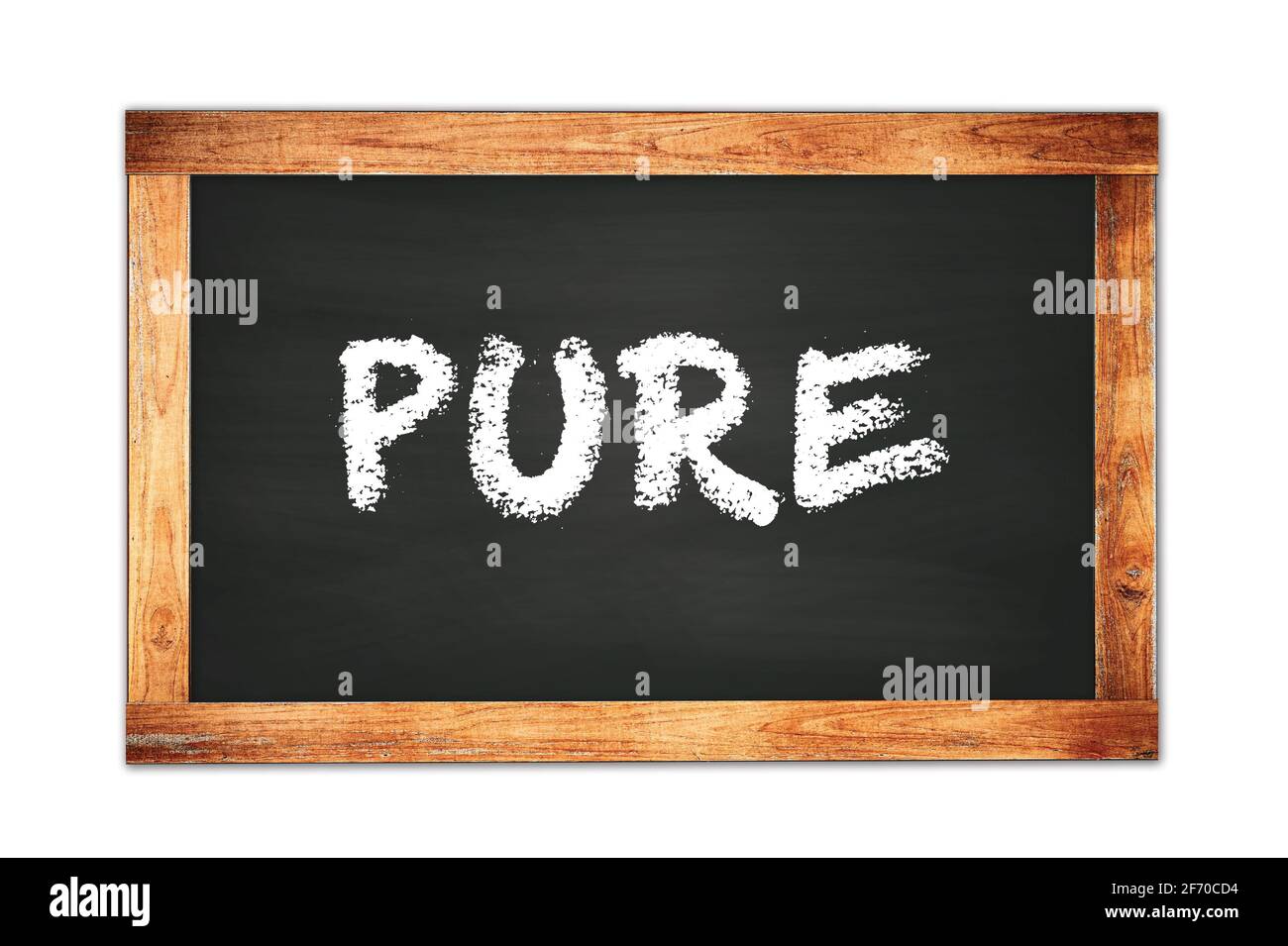 PURE text written on black wooden frame school blackboard Stock Photo ...