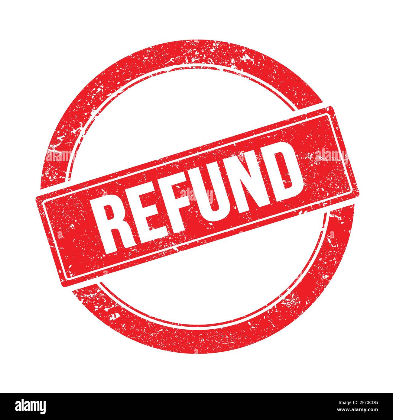 REFUND text on red grungy round vintage stamp Stock Photo - Alamy