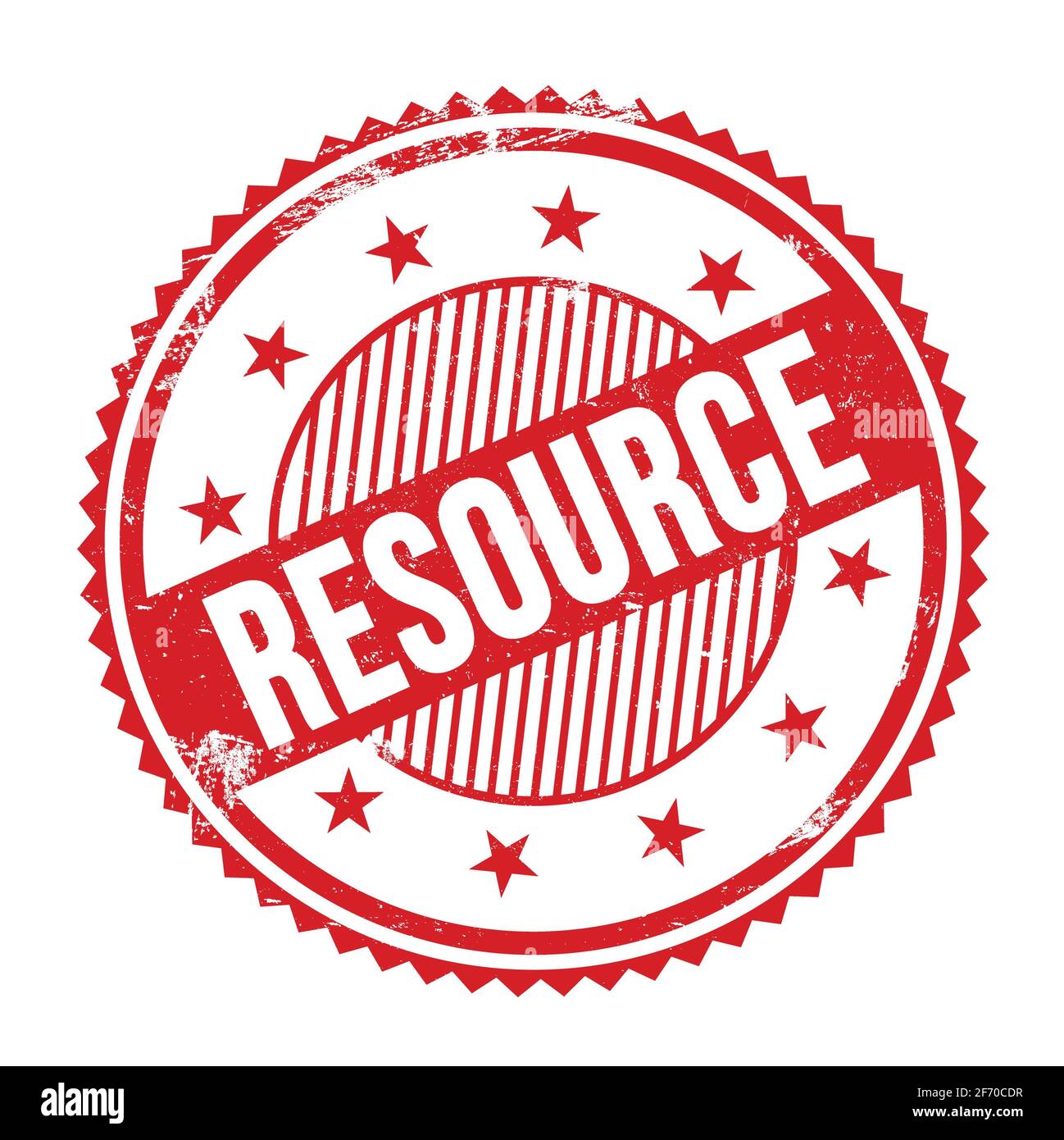 RESOURCE text written on red grungy zig zag borders round stamp Stock ...