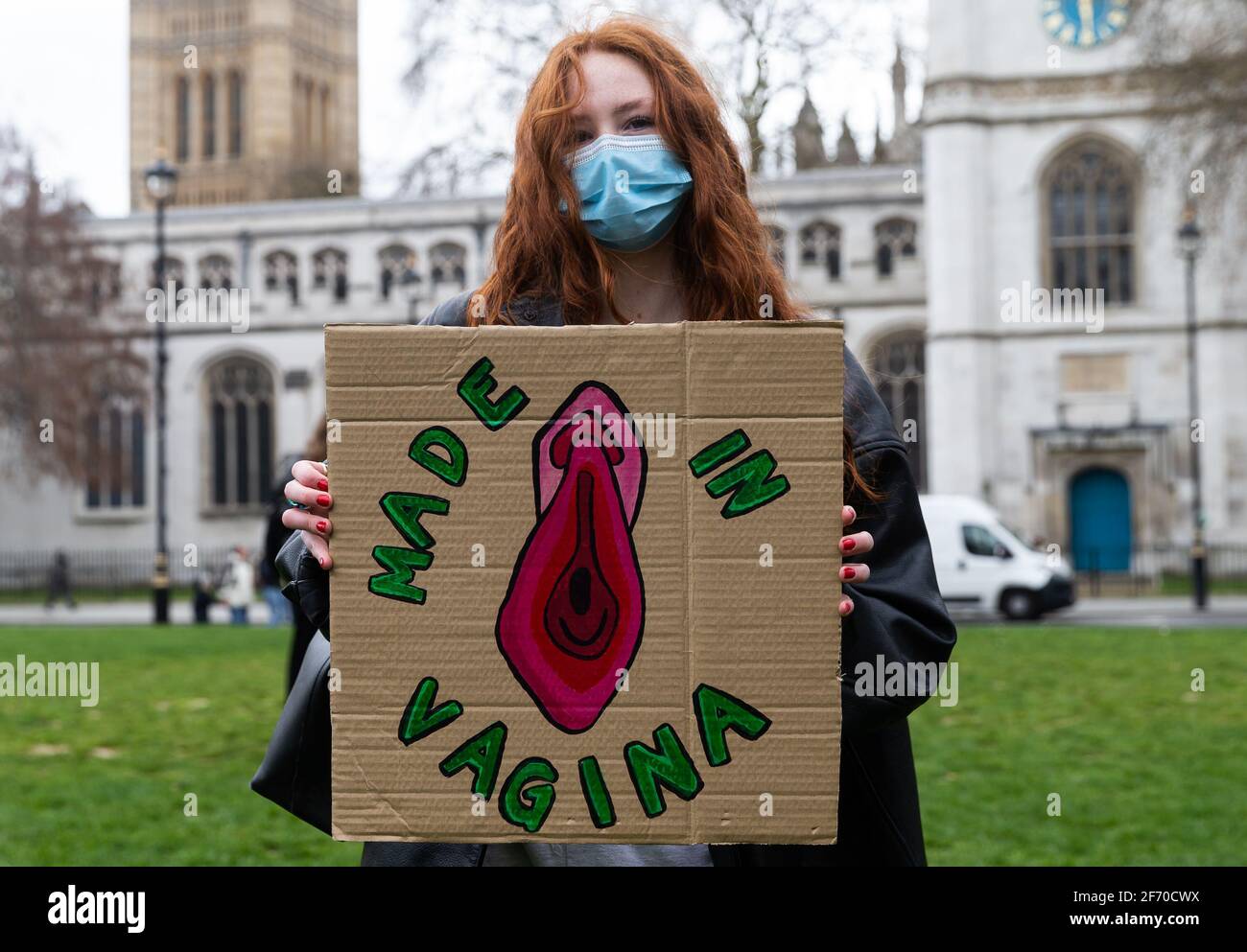 LONDON, UK. APRIL 3RD. Women's rights Protestors rally to in Parliament ...