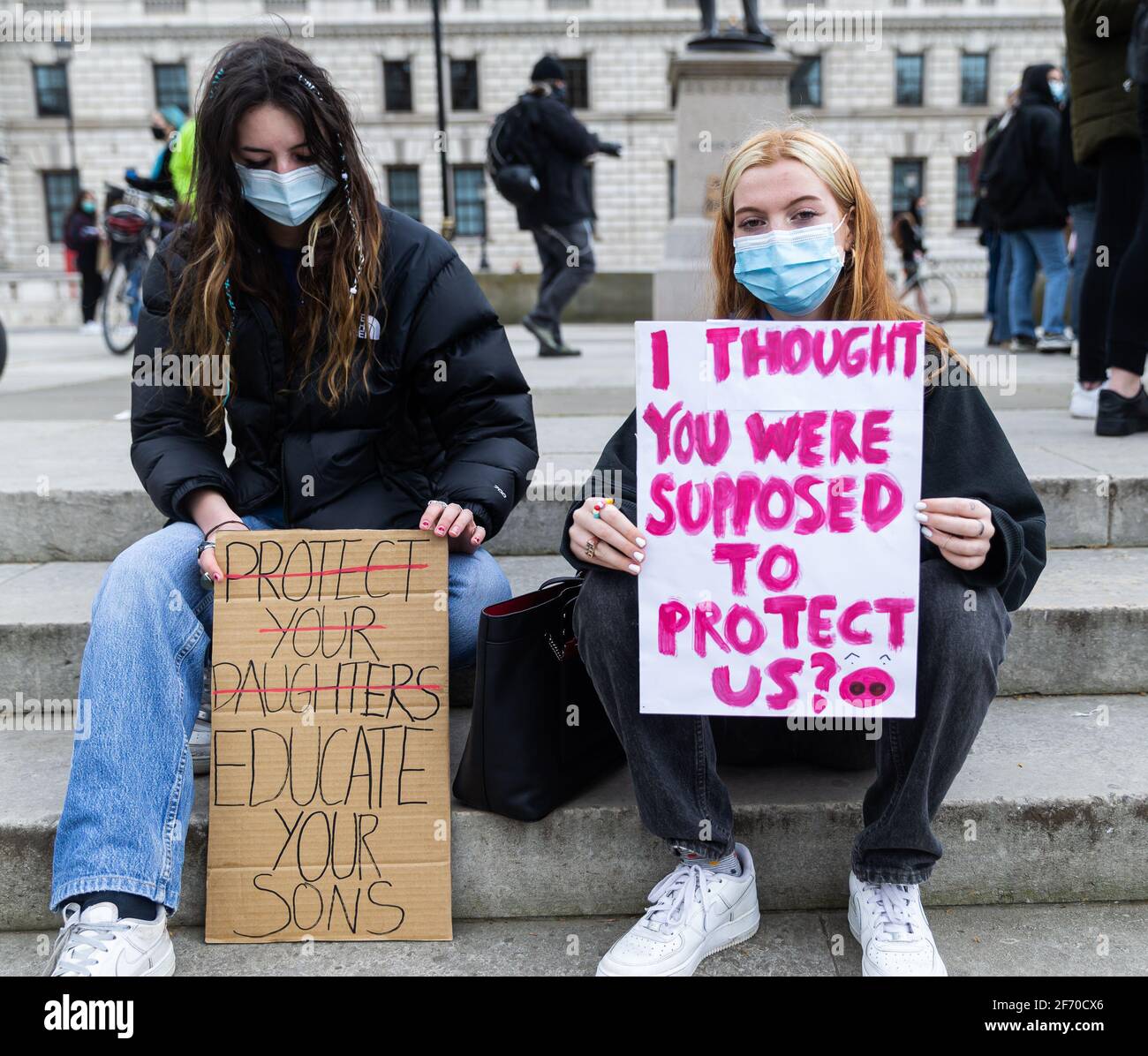 LONDON, UK. APRIL 3RD. Women's rights Protestors rally to in Parliament ...