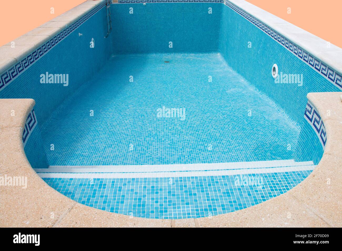 Isolated empty swimming pool with blue tiles Stock Photo - Alamy