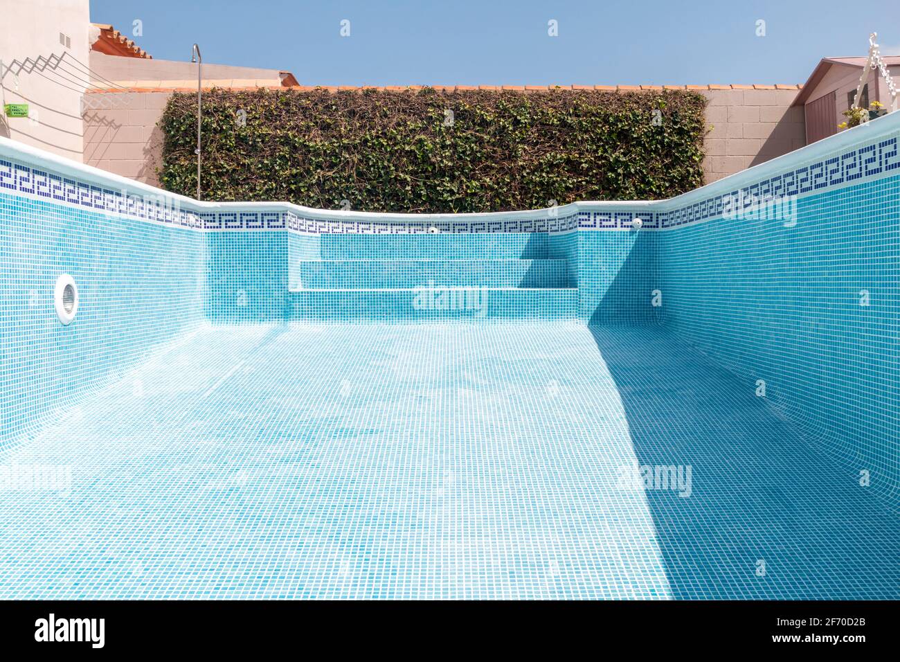 Image taken from inside an empty swimming pool Stock Photo - Alamy
