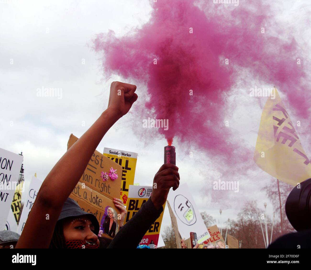 Smoke flare protest hi-res stock photography and images - Alamy