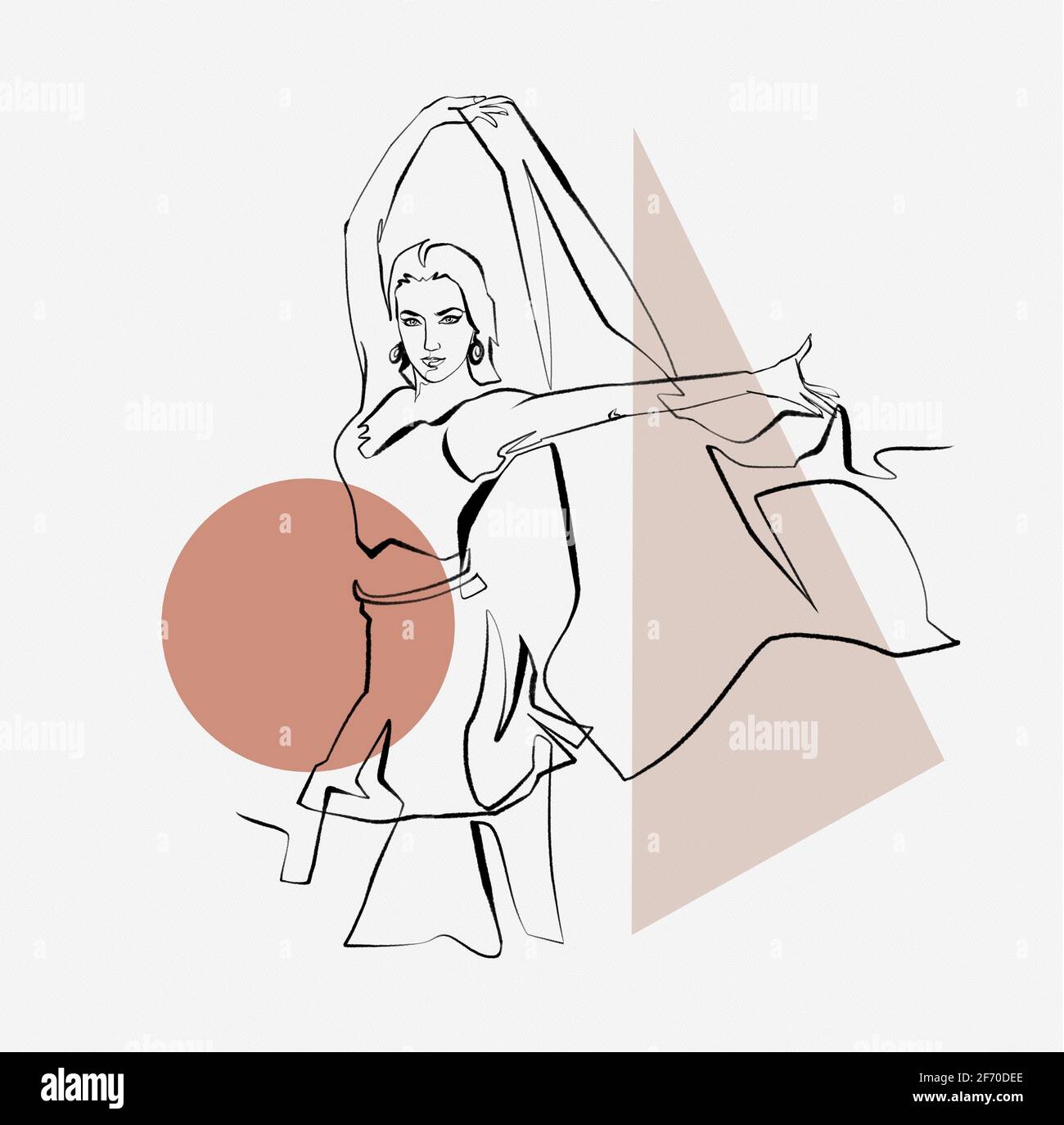 Woman dancer in motion minimalist continuous line style drawing with ...