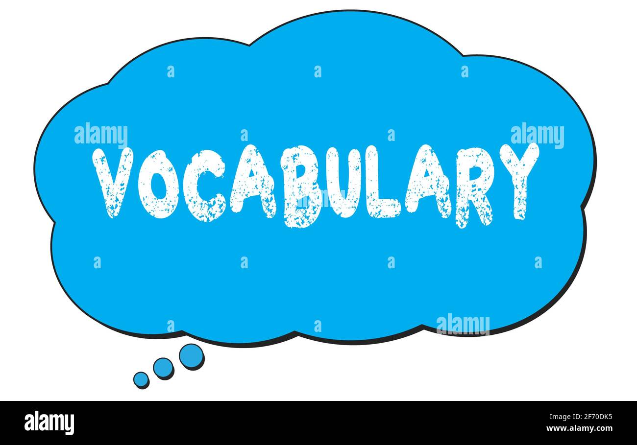 VOCABULARY text written on a blue thought cloud bubble Stock Photo - Alamy