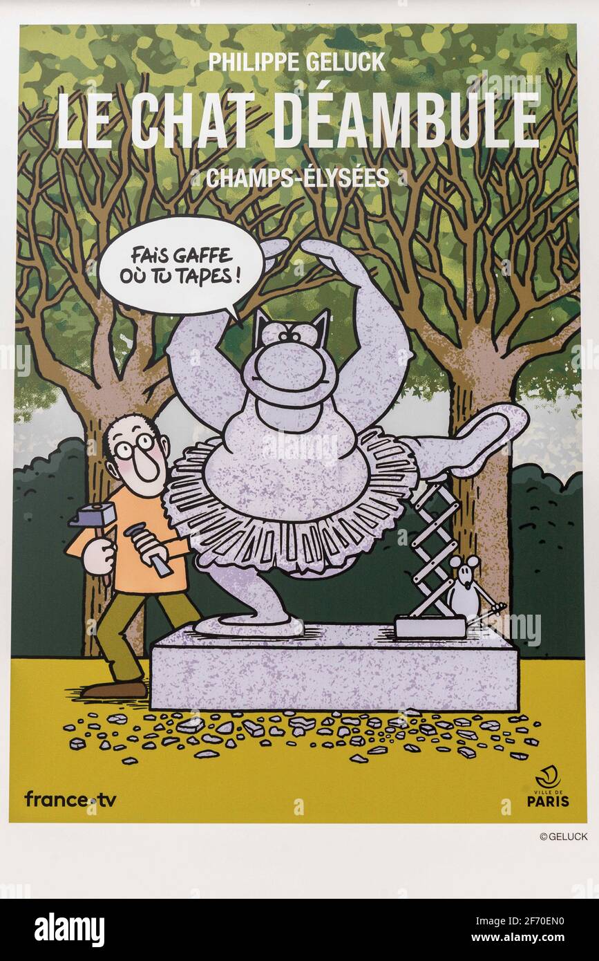 The designer and sculptor Philippe Geluck exhibits twenty 'cats' from ...