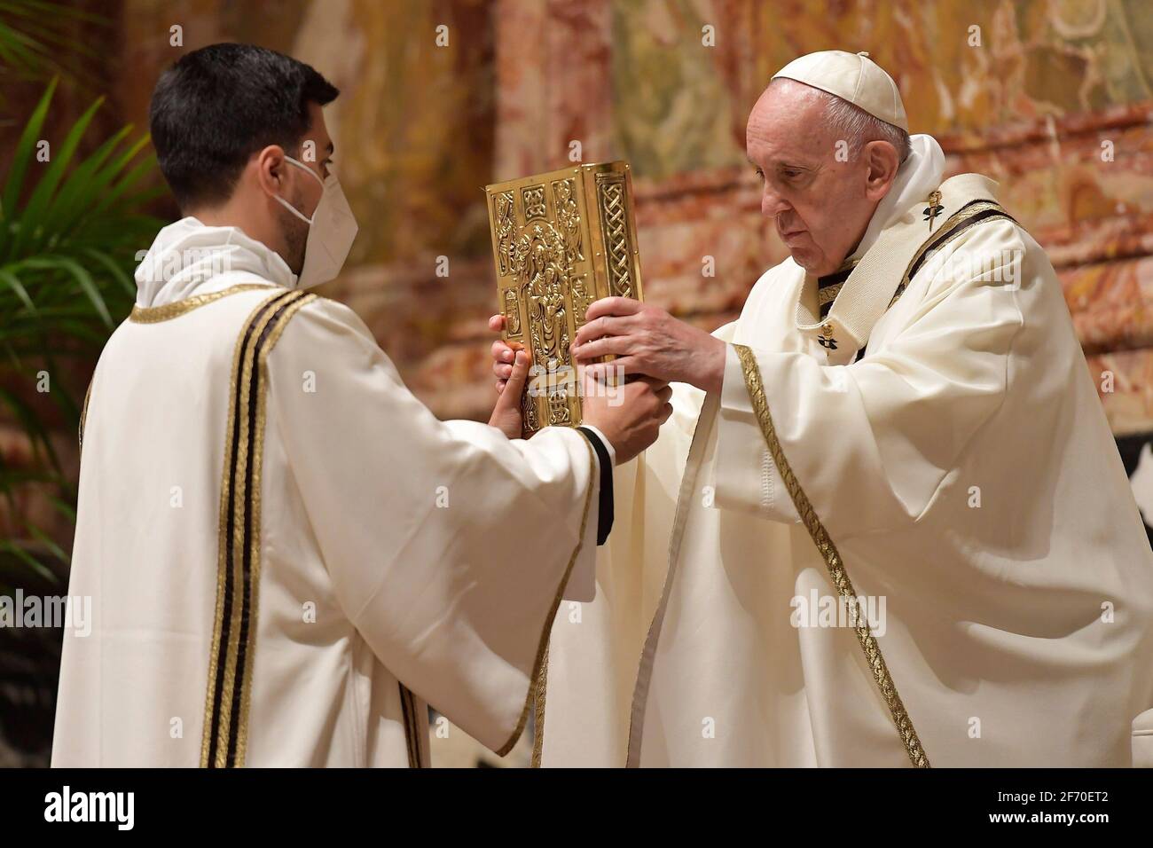 Rome, Italy. 03rd Apr, 2021. April 03, 2021 : Pope Francis celebrating ...