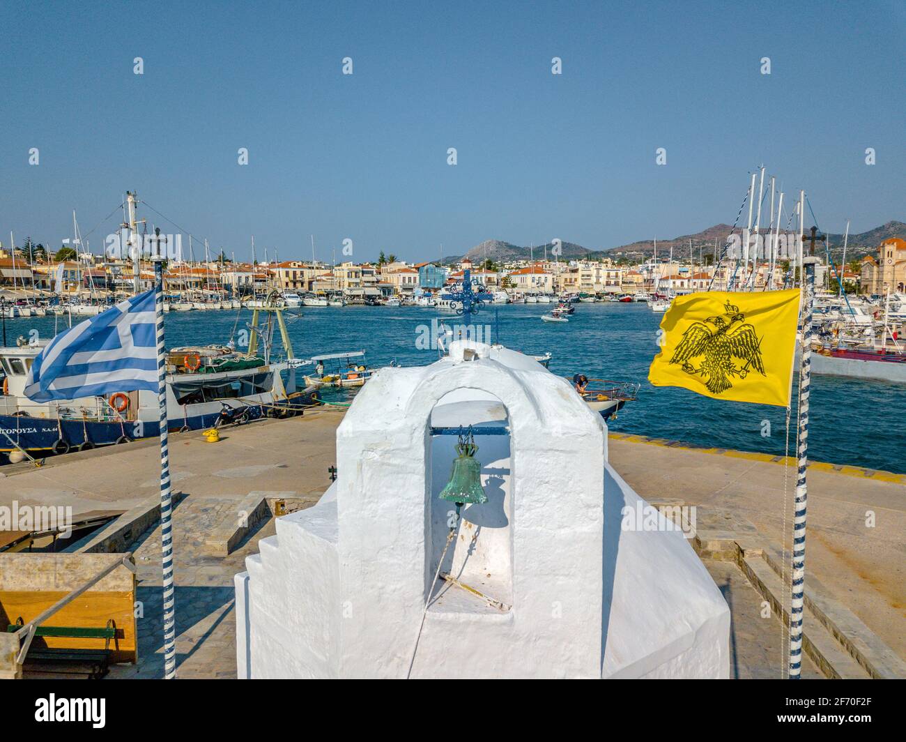 Aerial view of the island of Greek island Egina Stock Photo - Alamy