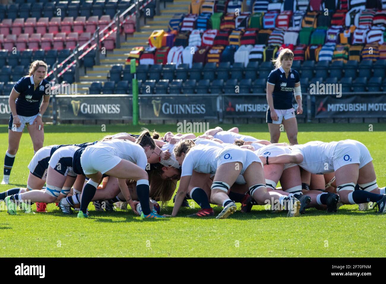 Doncaster, UK. 03rd Apr, 2021. England scrum during the Womens Six ...