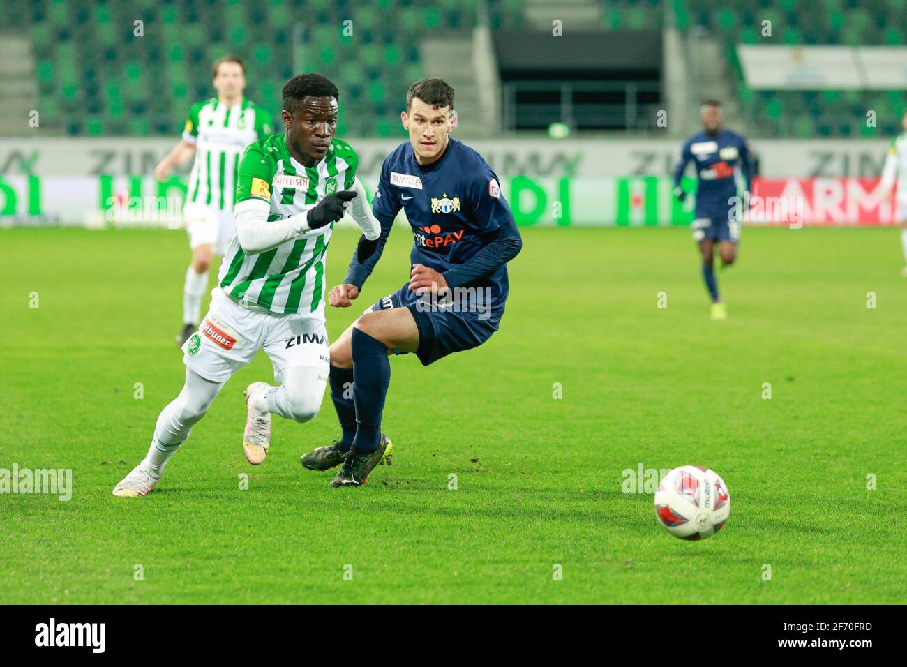 03.04.2021, St. Gallen, Kybunpark, Soccer Super League: FC St.Gallen ...
