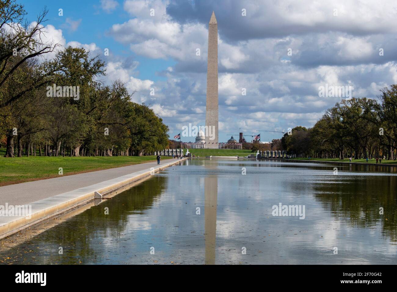 canal overlooking landmarks with cloudy sky in washington dc Stock ...