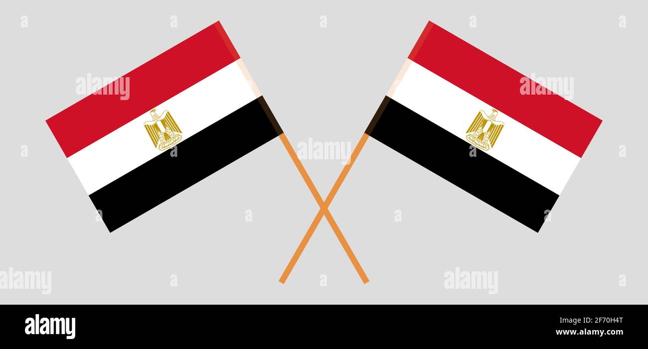 Crossed flags of Egypt and Egypt. Official colors. Correct proportion ...