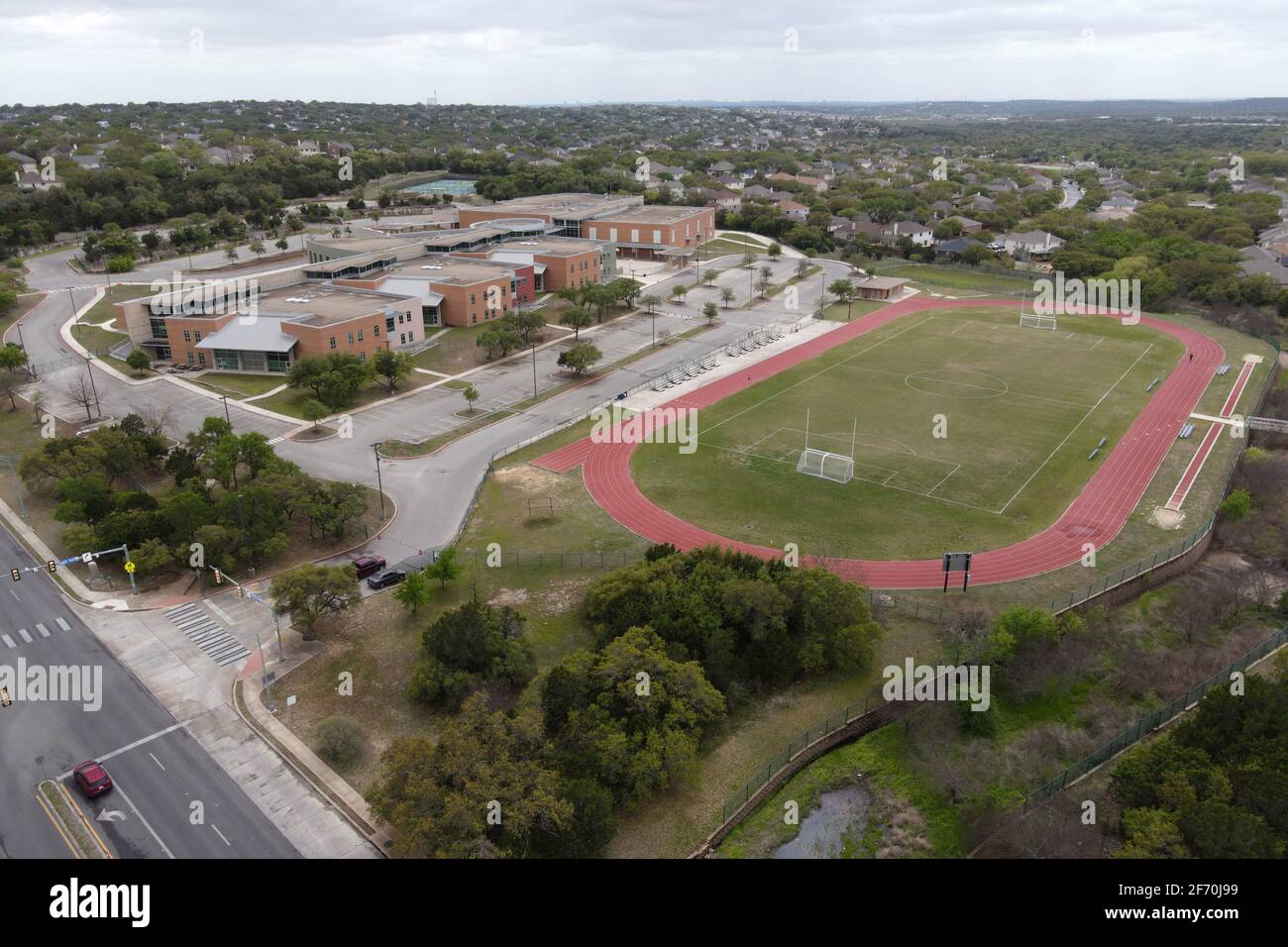 San Antonio, United States. 03rd Apr, 2021. An aerial view of the track ...