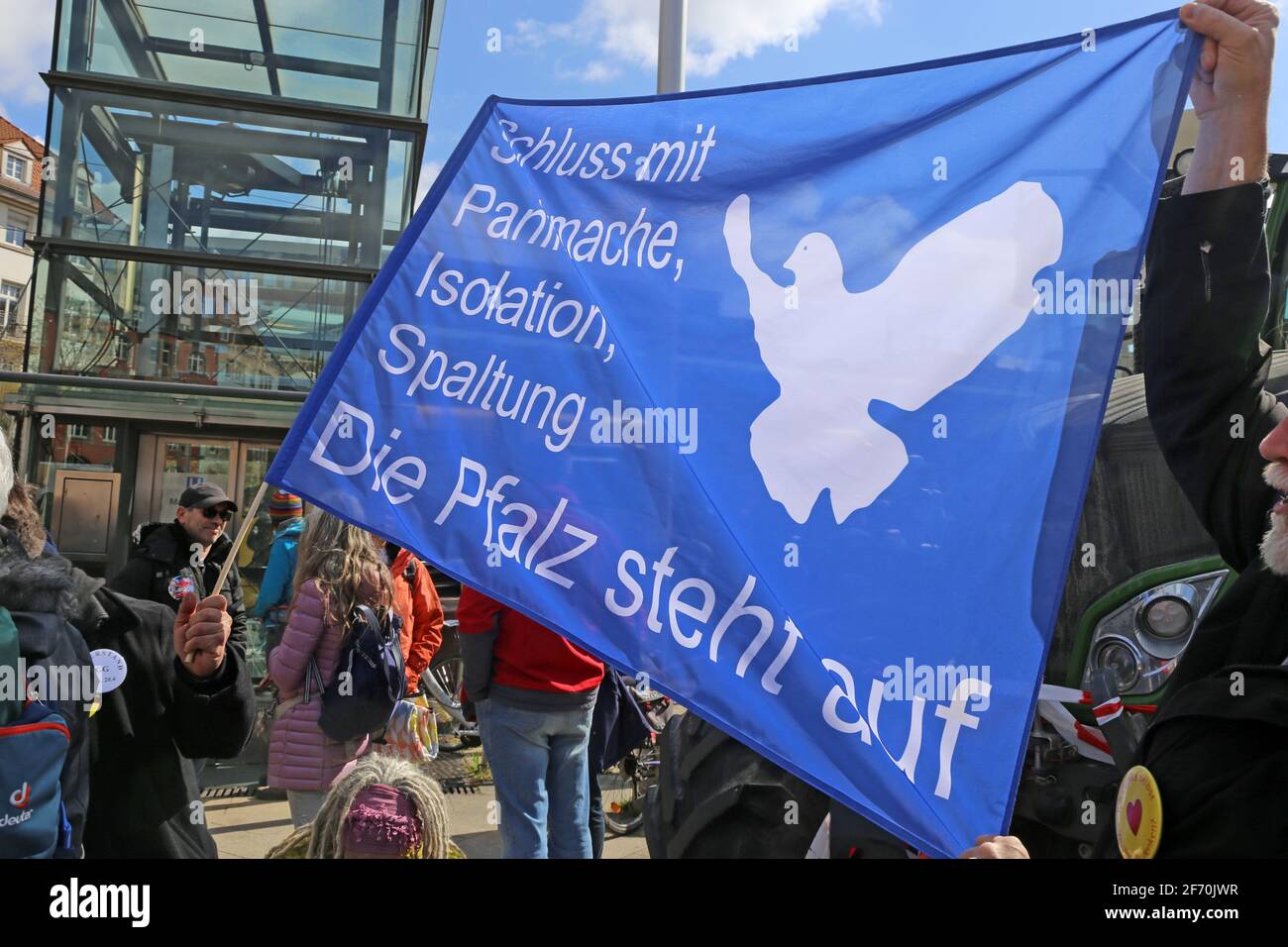 Corona-Protests in Stuttgart, Germany. The motto of the demo was "Basic ...
