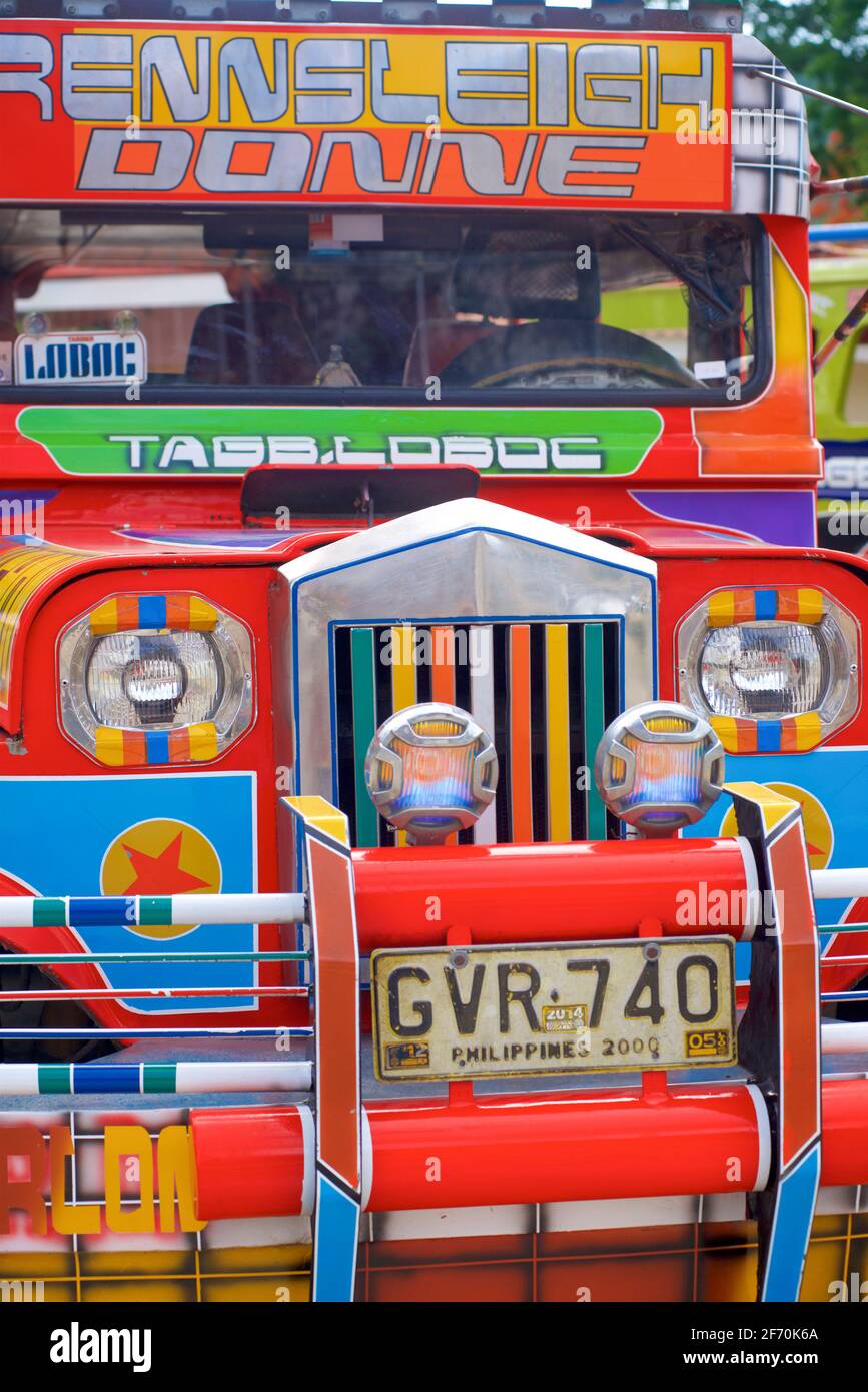 Colurfully decorated Filipino Jeepney. Bohol, Central Visayas ...