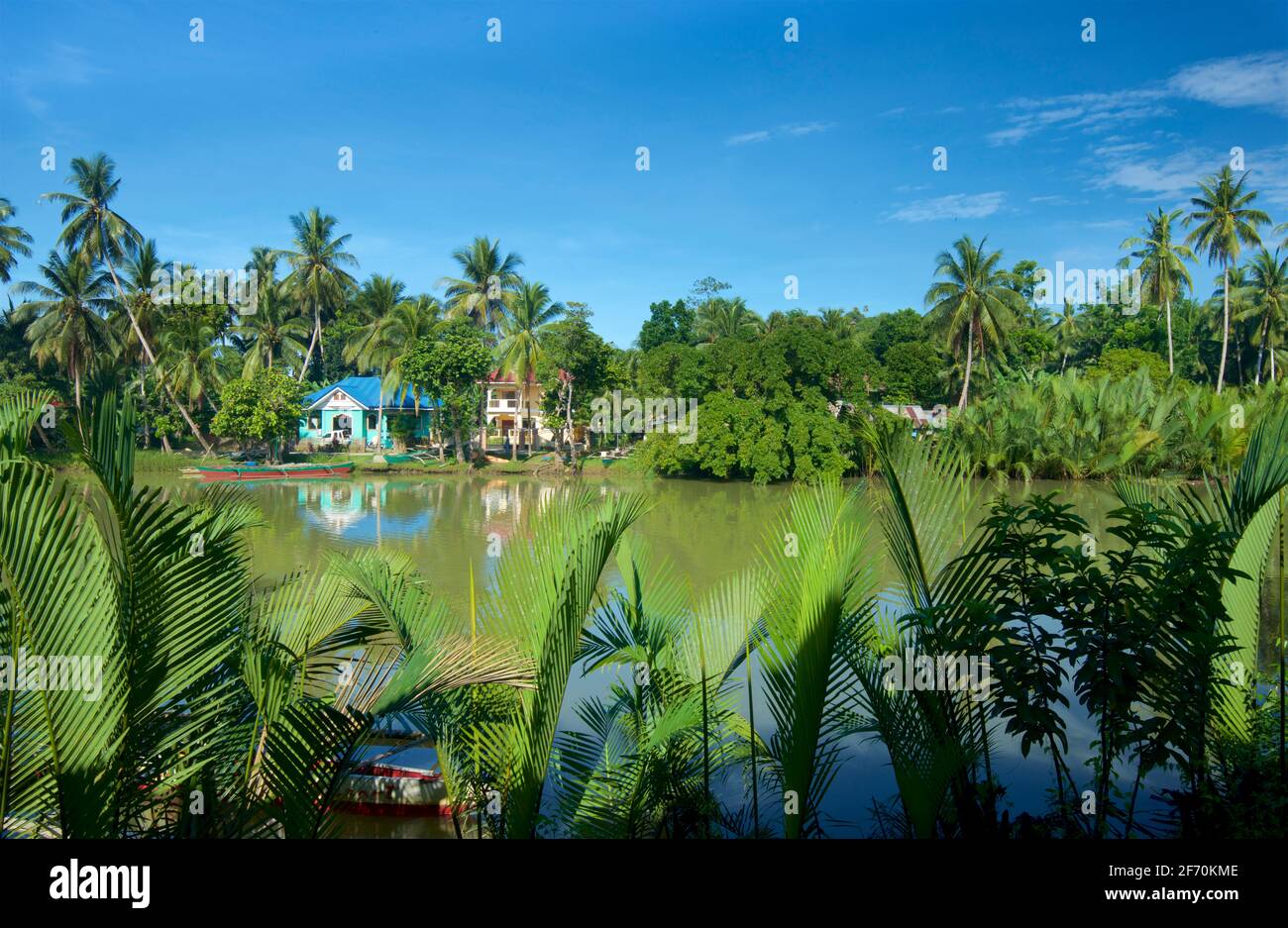 View across the Loboc River, Loboc, Bohol, Central Visayas, Philippines ...