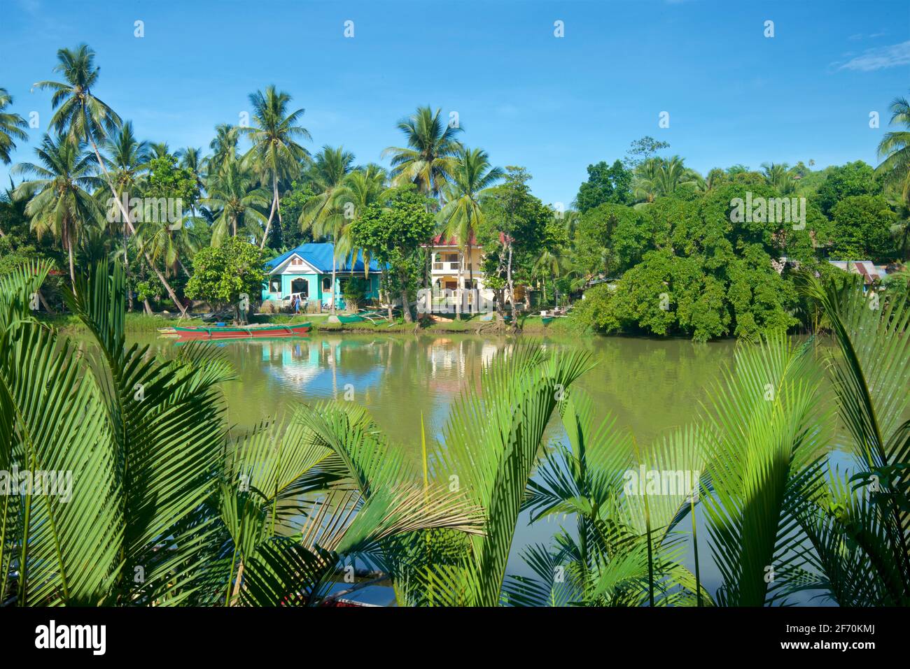 View across the Loboc River, Loboc, Bohol, Central Visayas, Philippines ...