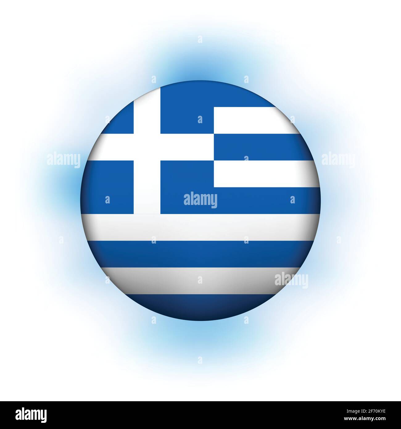 Glass light ball with flag of Greece. Round sphere, template icon ...