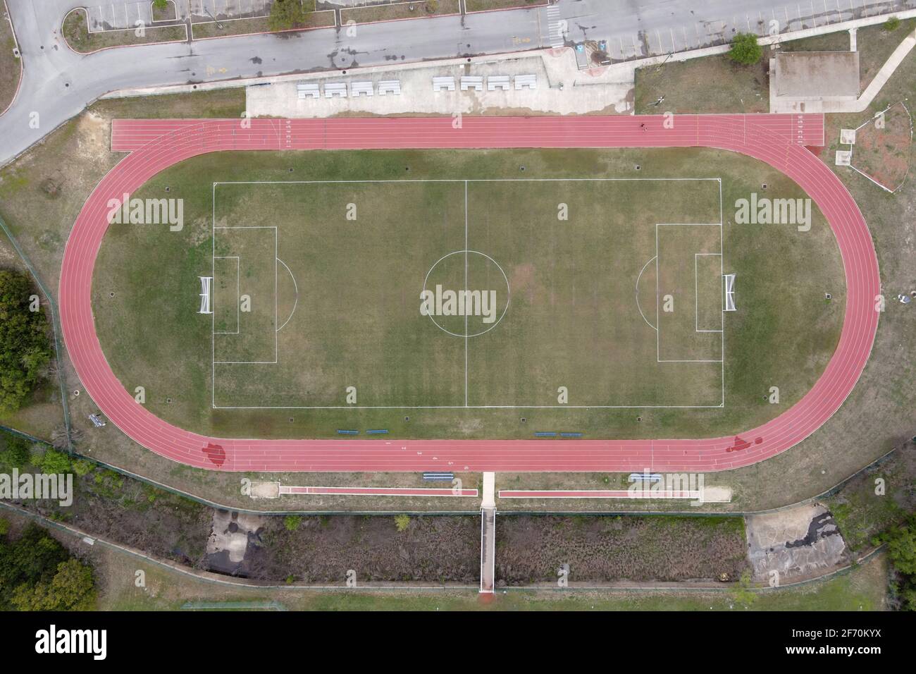 An aerial view of the track and soccer field at Jose M. Lopez Middle ...