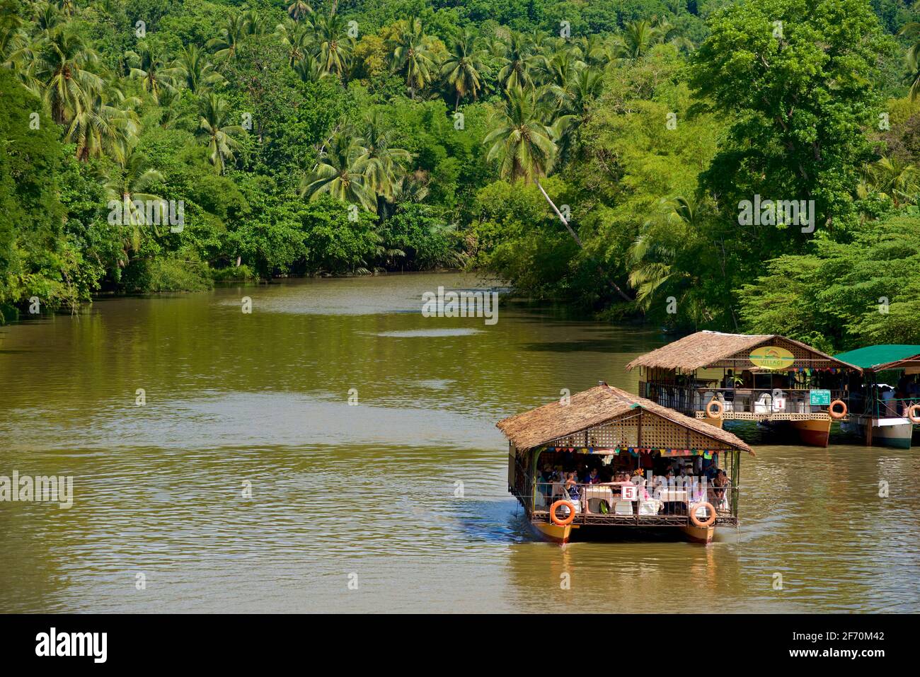 Floating restaurant on the Loboc River, Bohol, Central Visayas ...