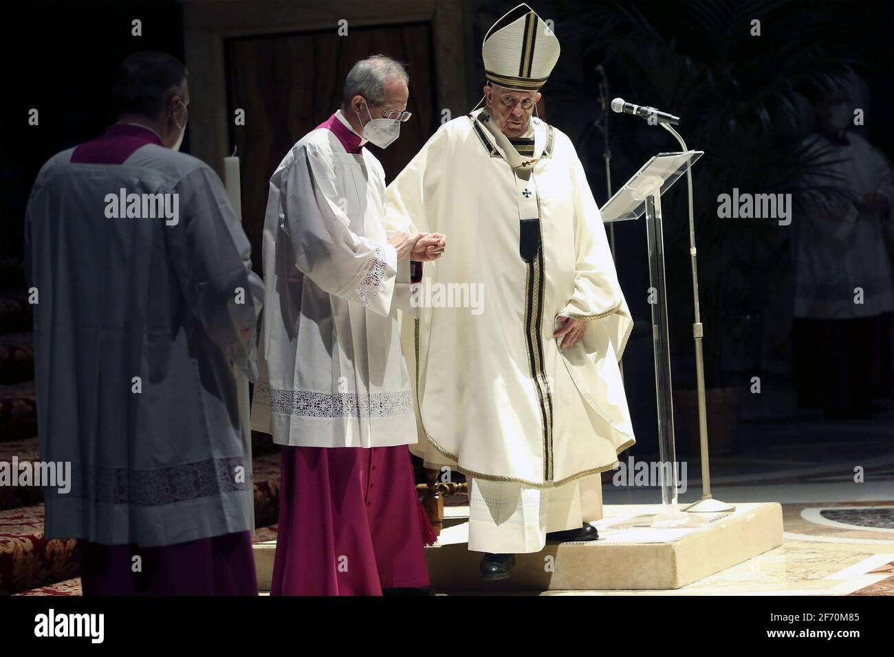 Roma, Italy. 04th Apr, 2021. April 03, 2021 : Pope Francis celebrating ...