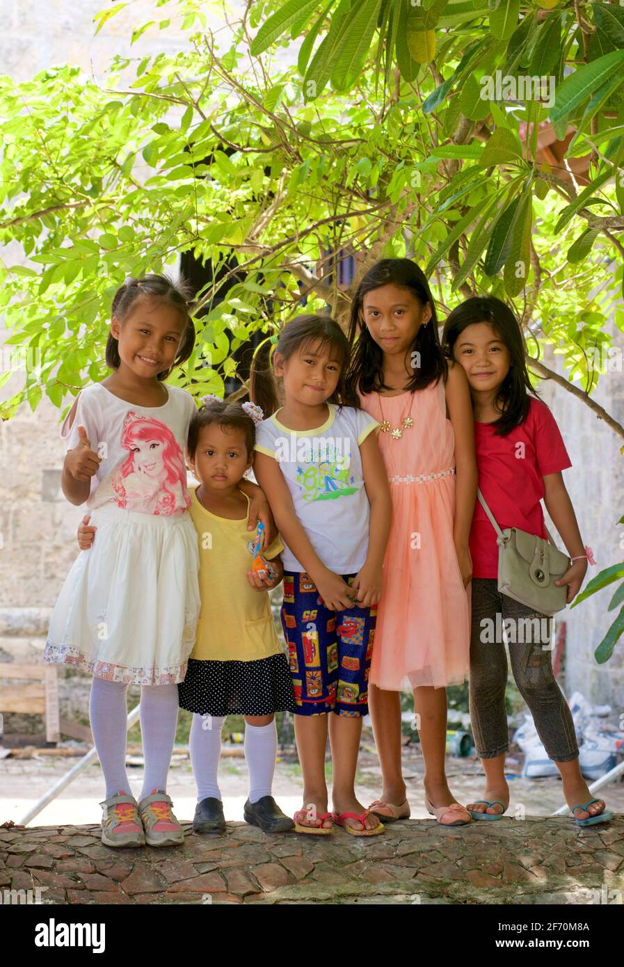 Philippino children in a group portrait at Baclayon Church, Baclayon ...