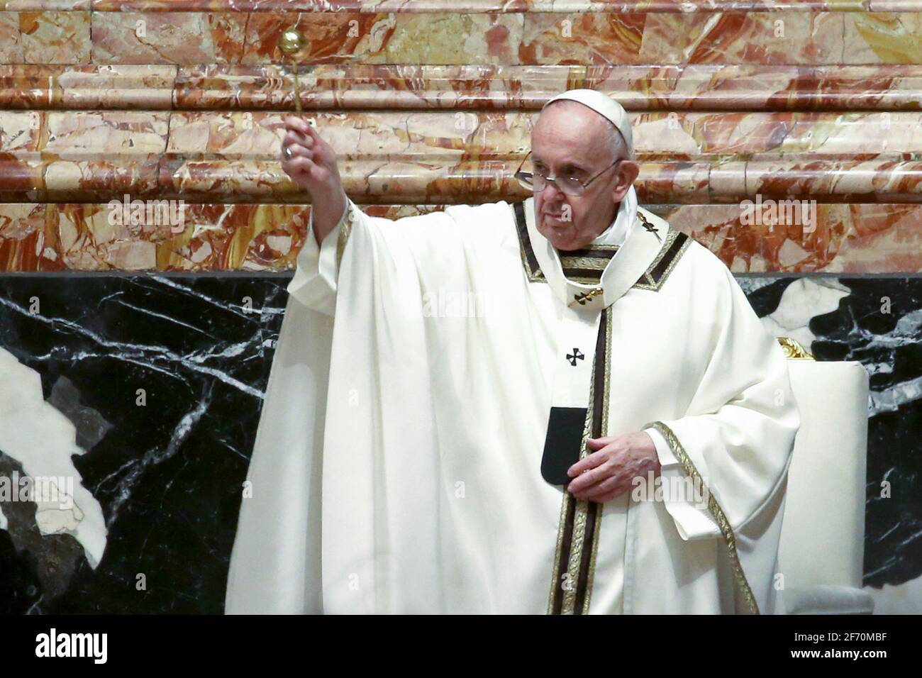 Roma, Italy. 04th Apr, 2021. April 03, 2021 : Pope Francis celebrating ...