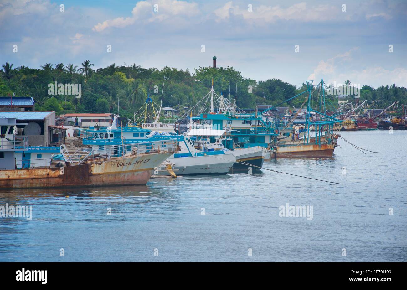 Fishing boats, Punta, Cebu Island. On approach to the port at Hagnaya ...