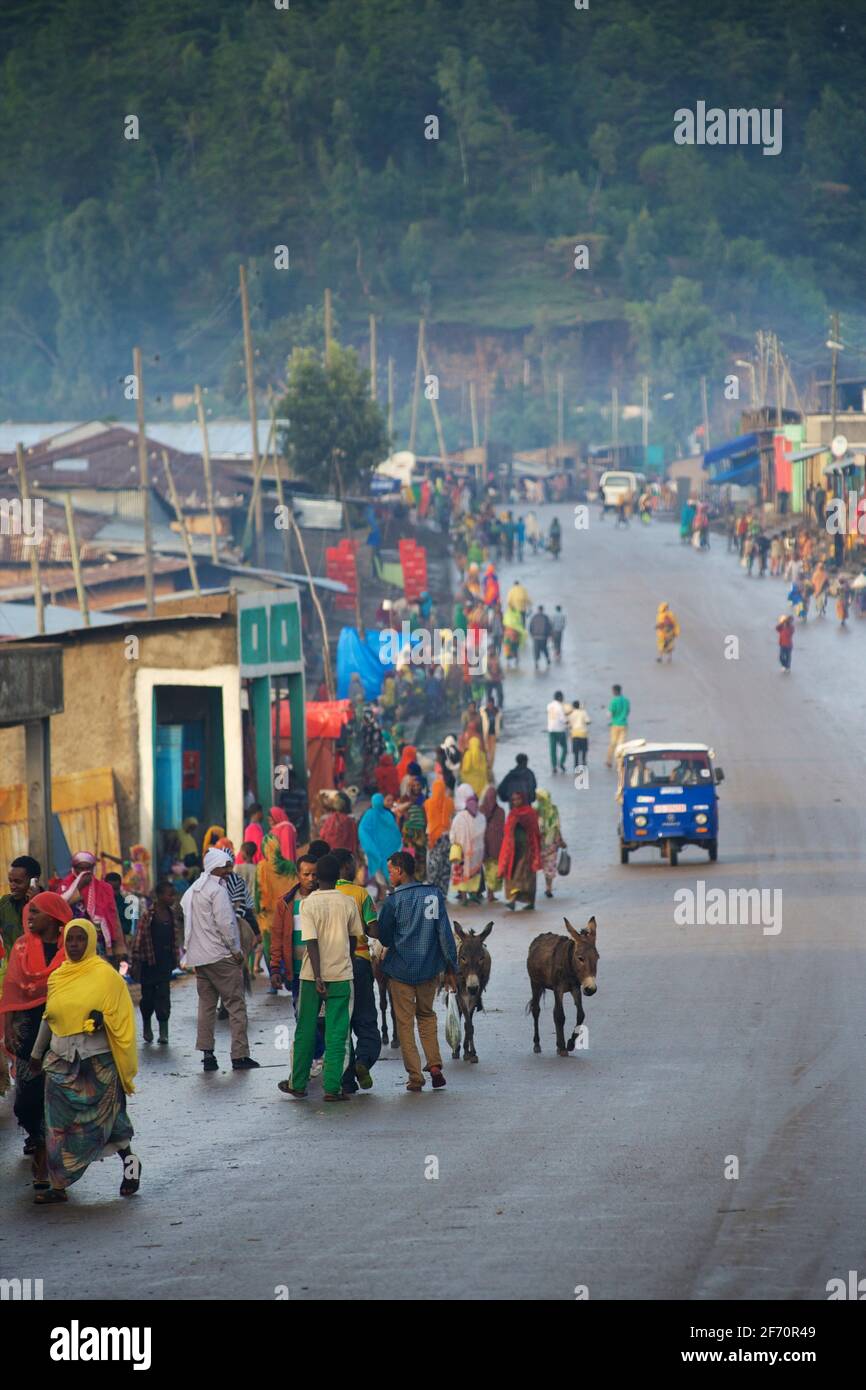 Main street through Hirna, Central Magala, Ethiopia Stock Photo - Alamy