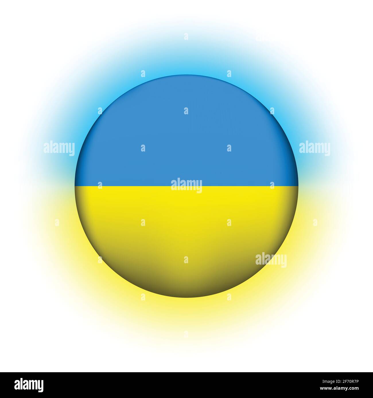 Glass light ball with flag of Ukraine. Round sphere, template icon ...