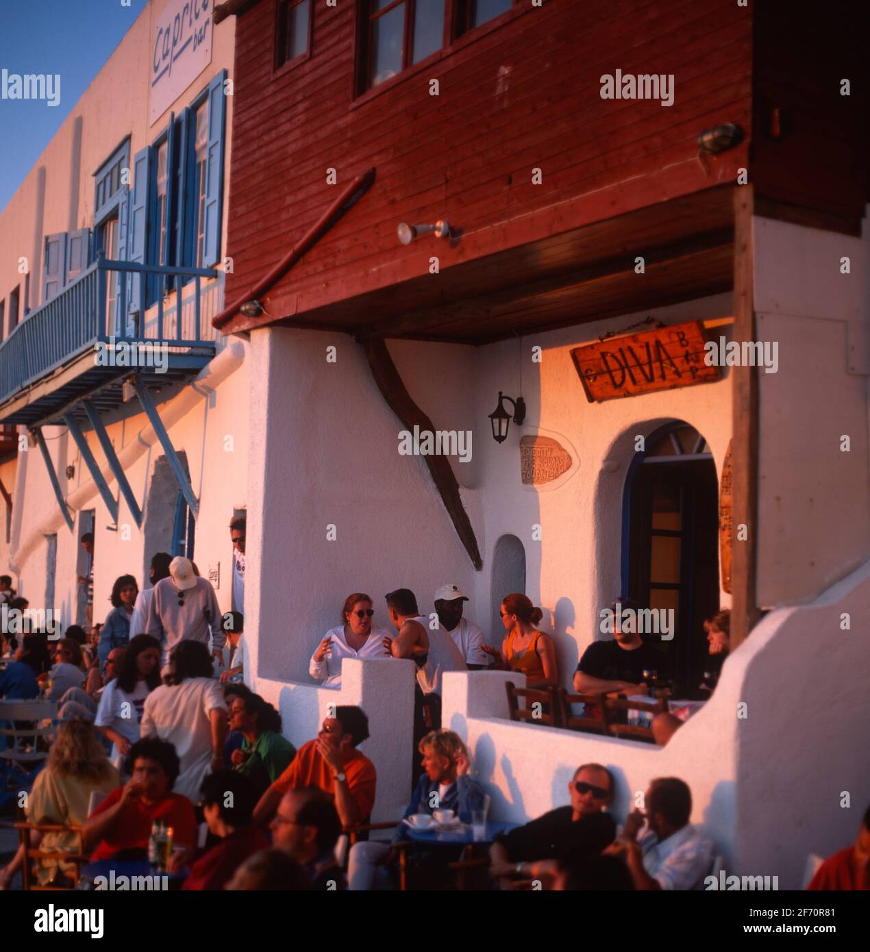 Greece, Cyclades Islands, Mykonos Island. cafe Stock Photo - Alamy