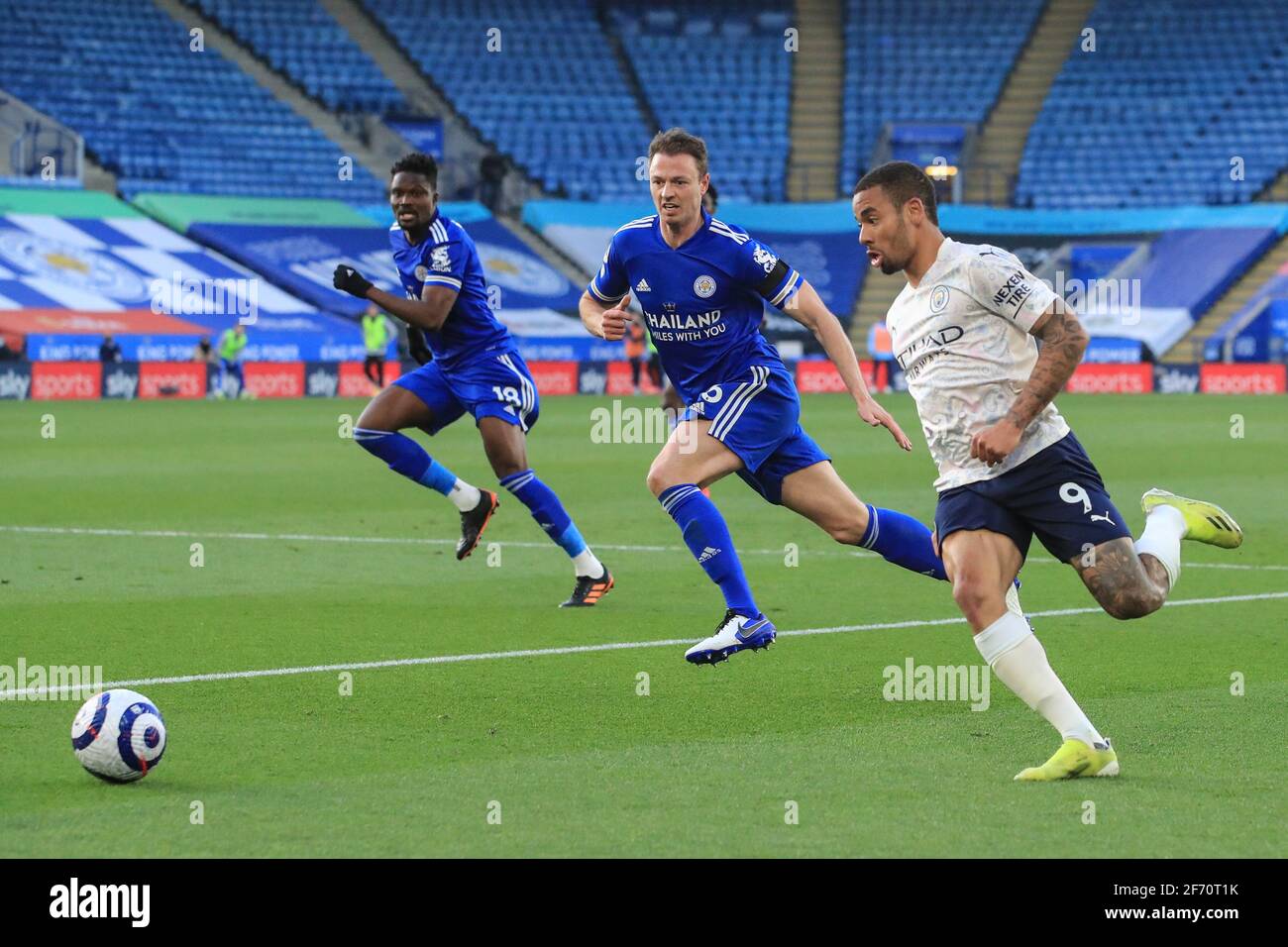 Leicester, UK. 03rd Apr, 2021. Gabriel Jesus #9 of Manchester City ...