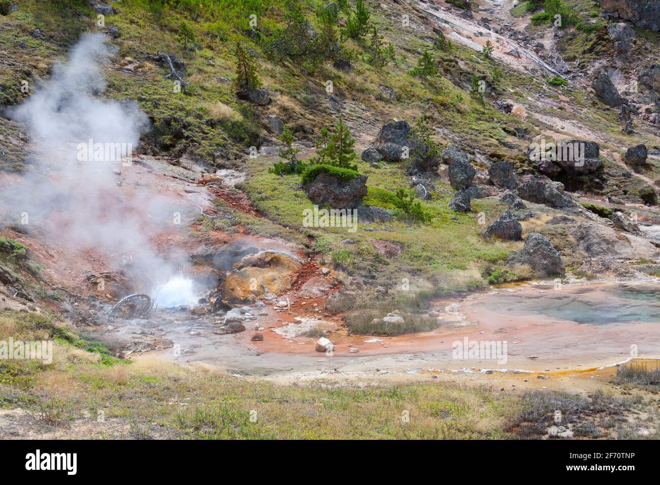 Blood Geyser is part of the Artist's Paintpots in Gibbon Geyser Basin ...
