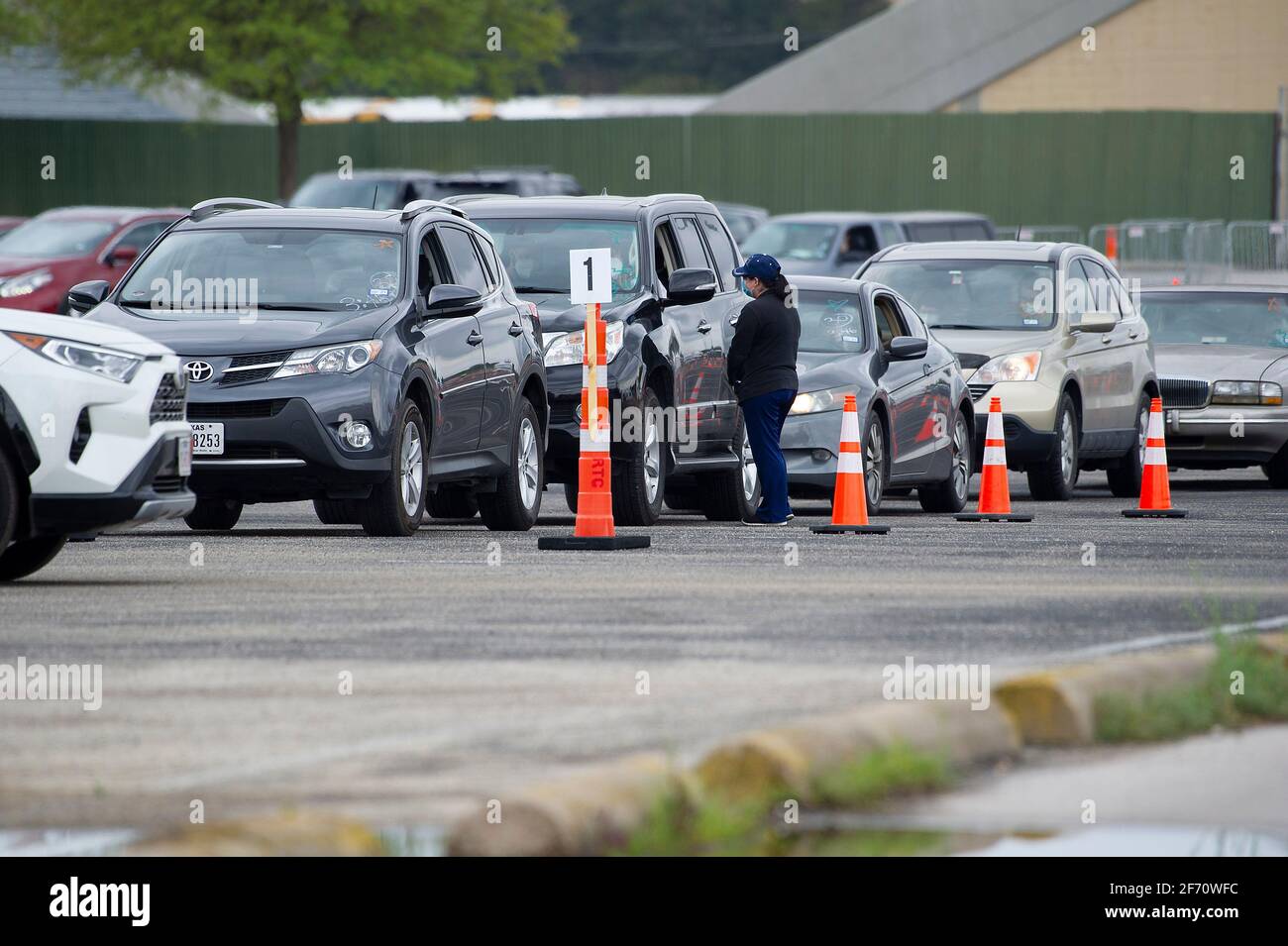 April 03, 2021: Mass drive-thru COVID-19 vaccination site at the Toney ...
