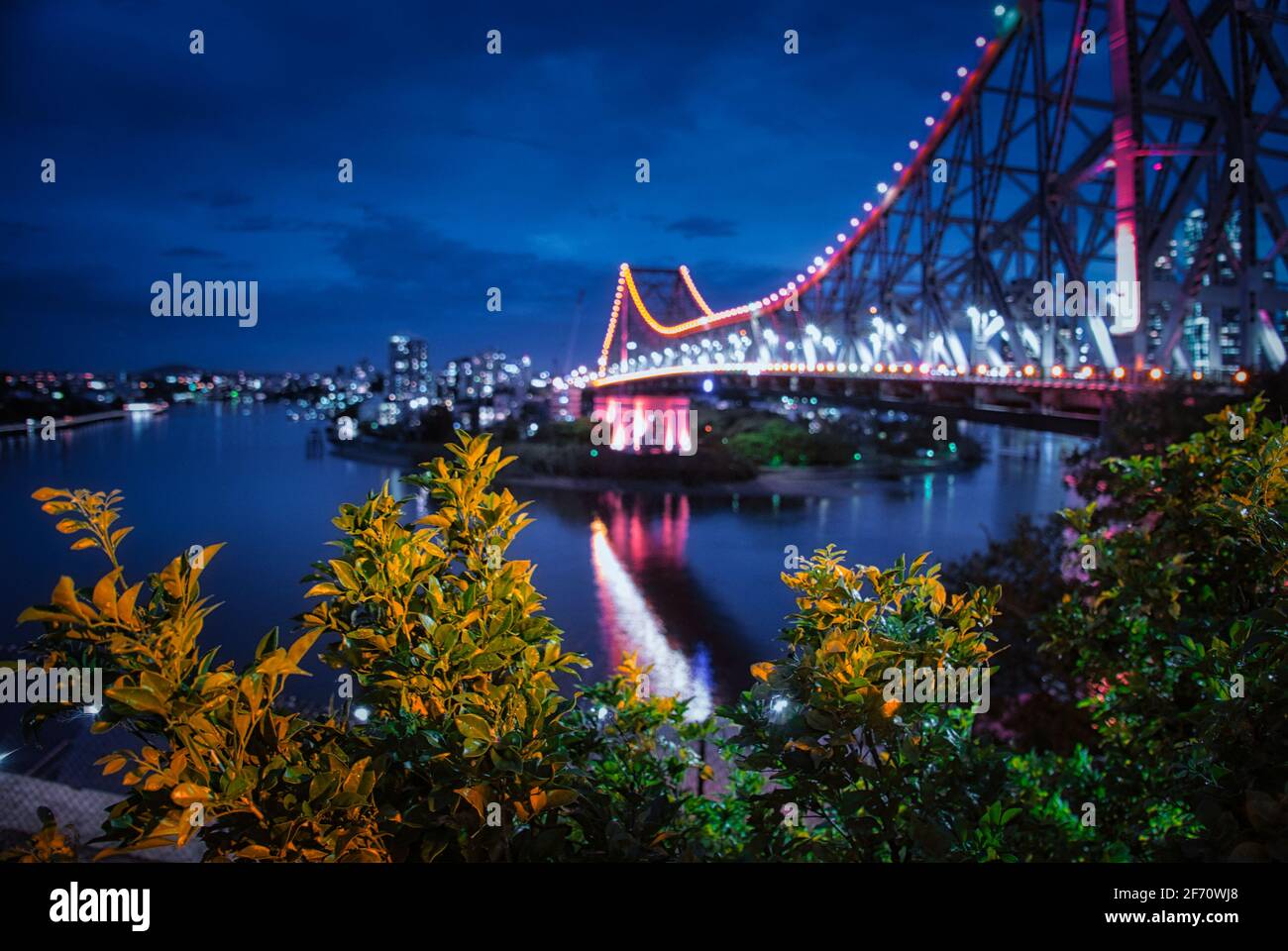 Night view of Story Bridge in Brisbane. High quality photo Stock Photo ...