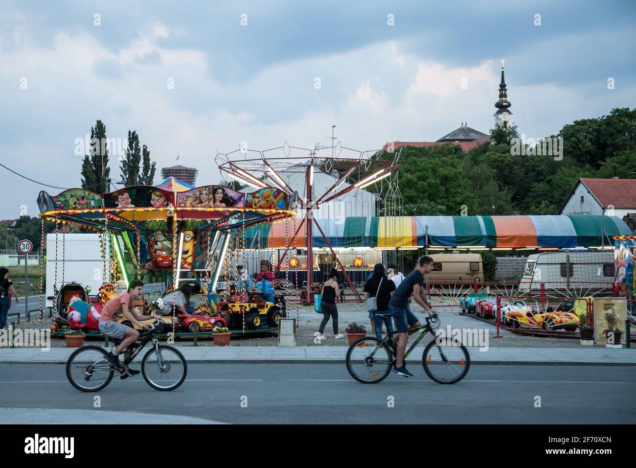 Childrens carousel carrousel merry go round roundabout hi-res stock ...