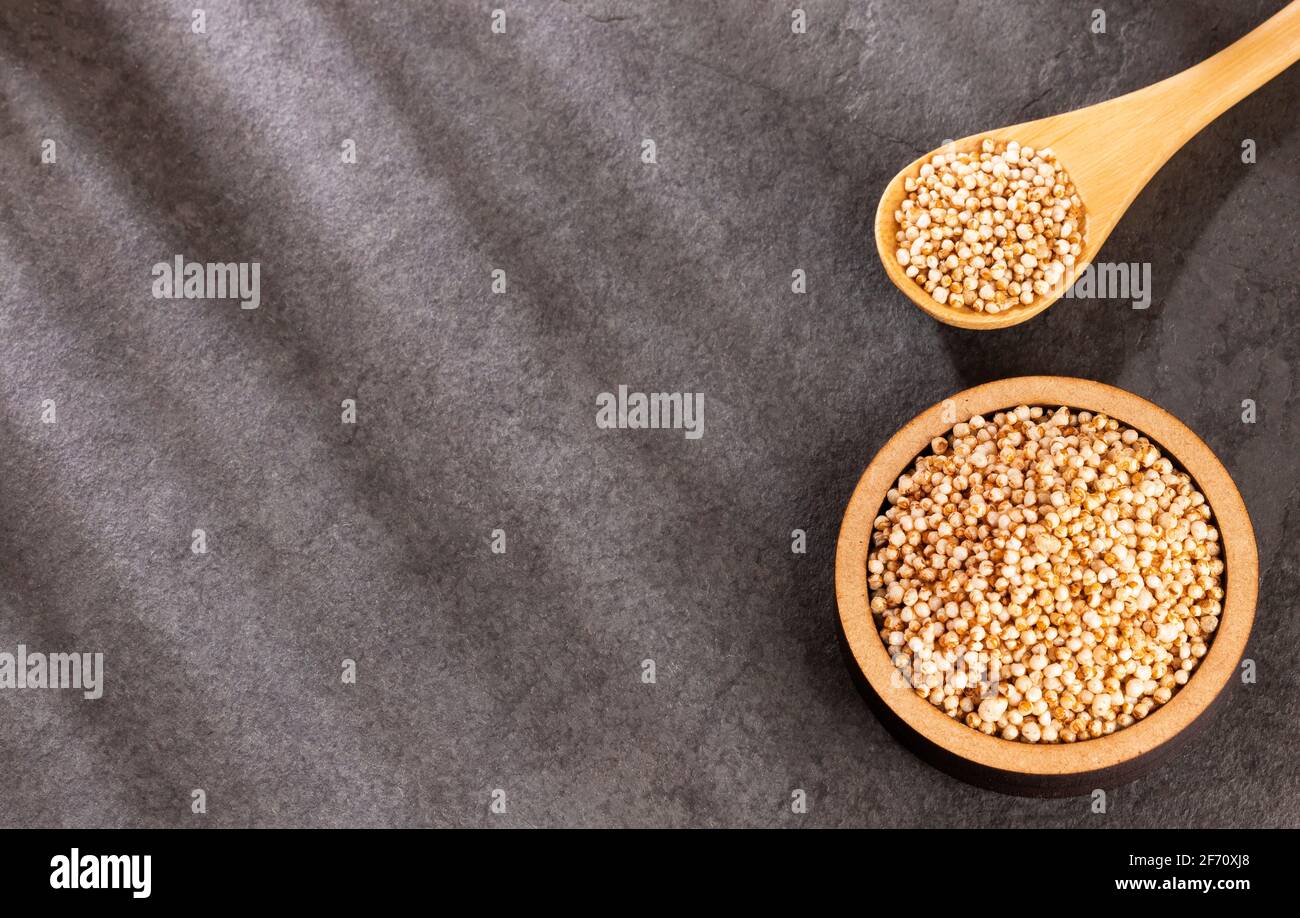 Popped amaranth grain - Amaranthus. Text space Stock Photo - Alamy