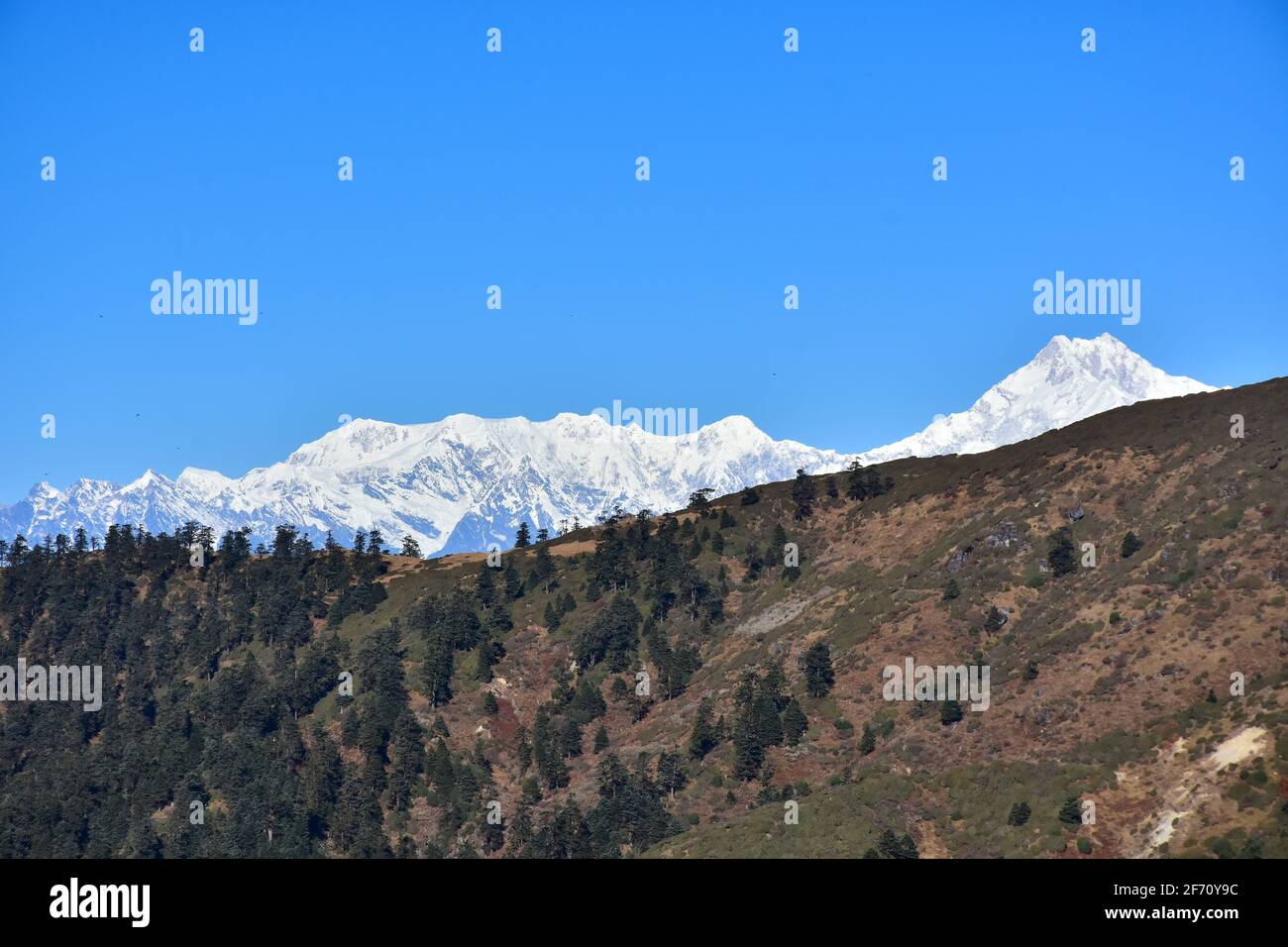 Panoramic and Majestic view of mount Kanchenjunga from sikkim Stock ...